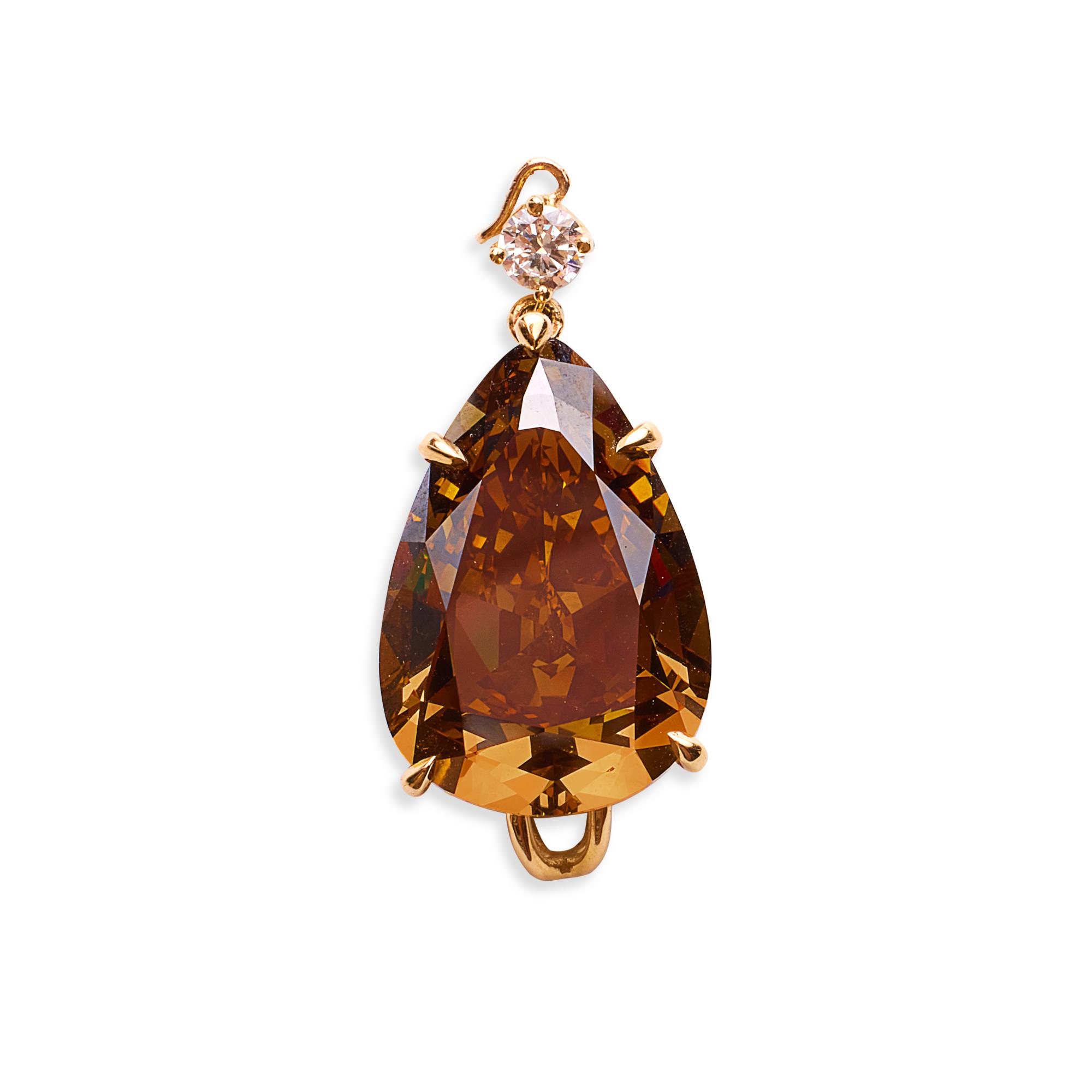 Fancy Dark Yellow-Brown Diamond and Diamond Pendant | Important Jewels ...