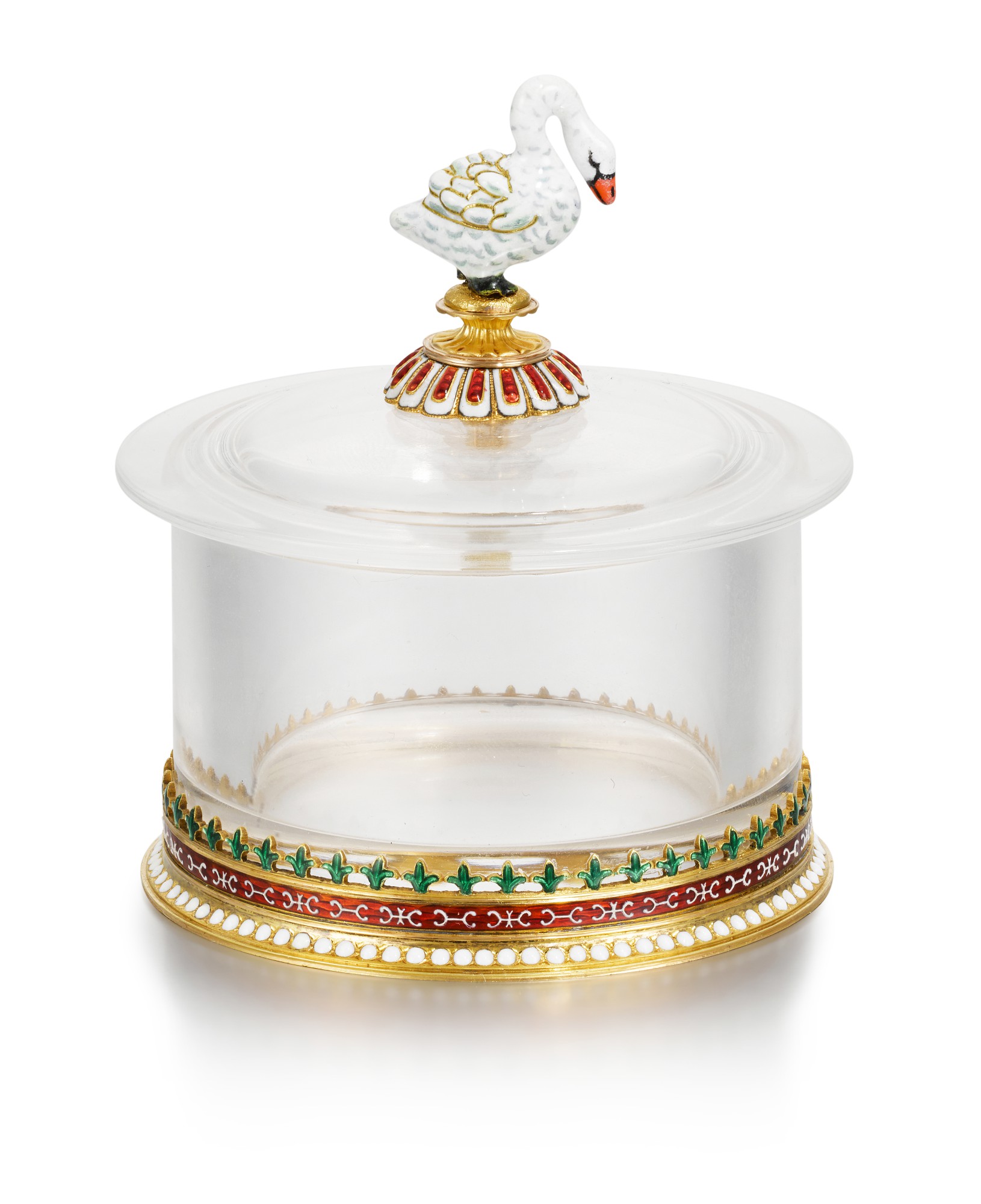 A Fabergé gold, rock crystal and en plein enamel box, workmaster ...