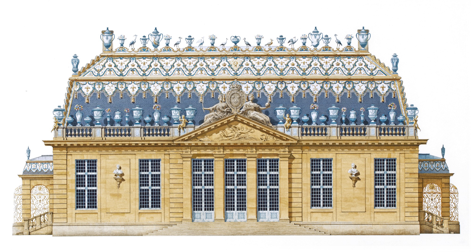 The garden facade, the Trianon de Porcelaine at Versailles, France ...