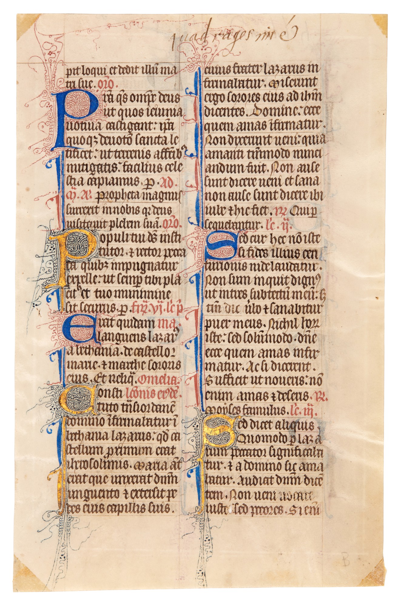 Leaf from a Breviary, manuscript in Latin on vellum, [France (Paris ...