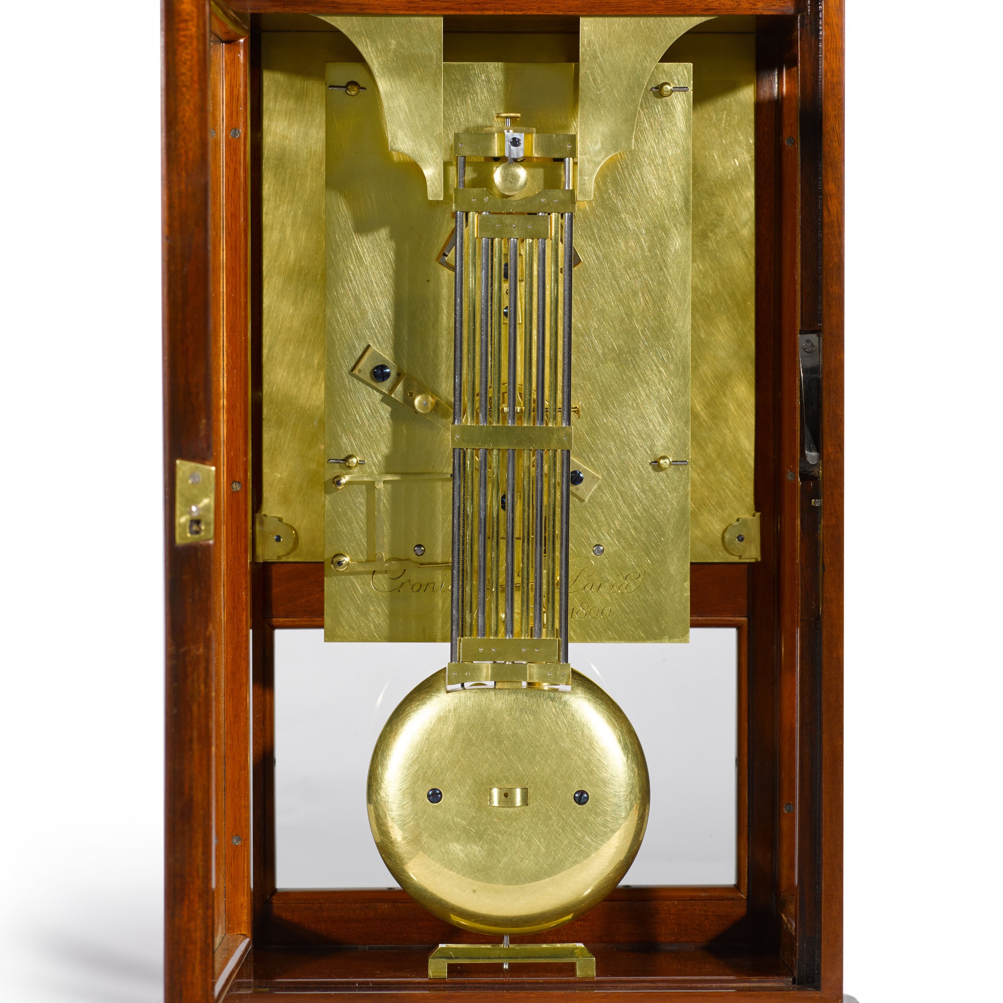 A Consulate mahogany month-going table regulator with remontoire ...