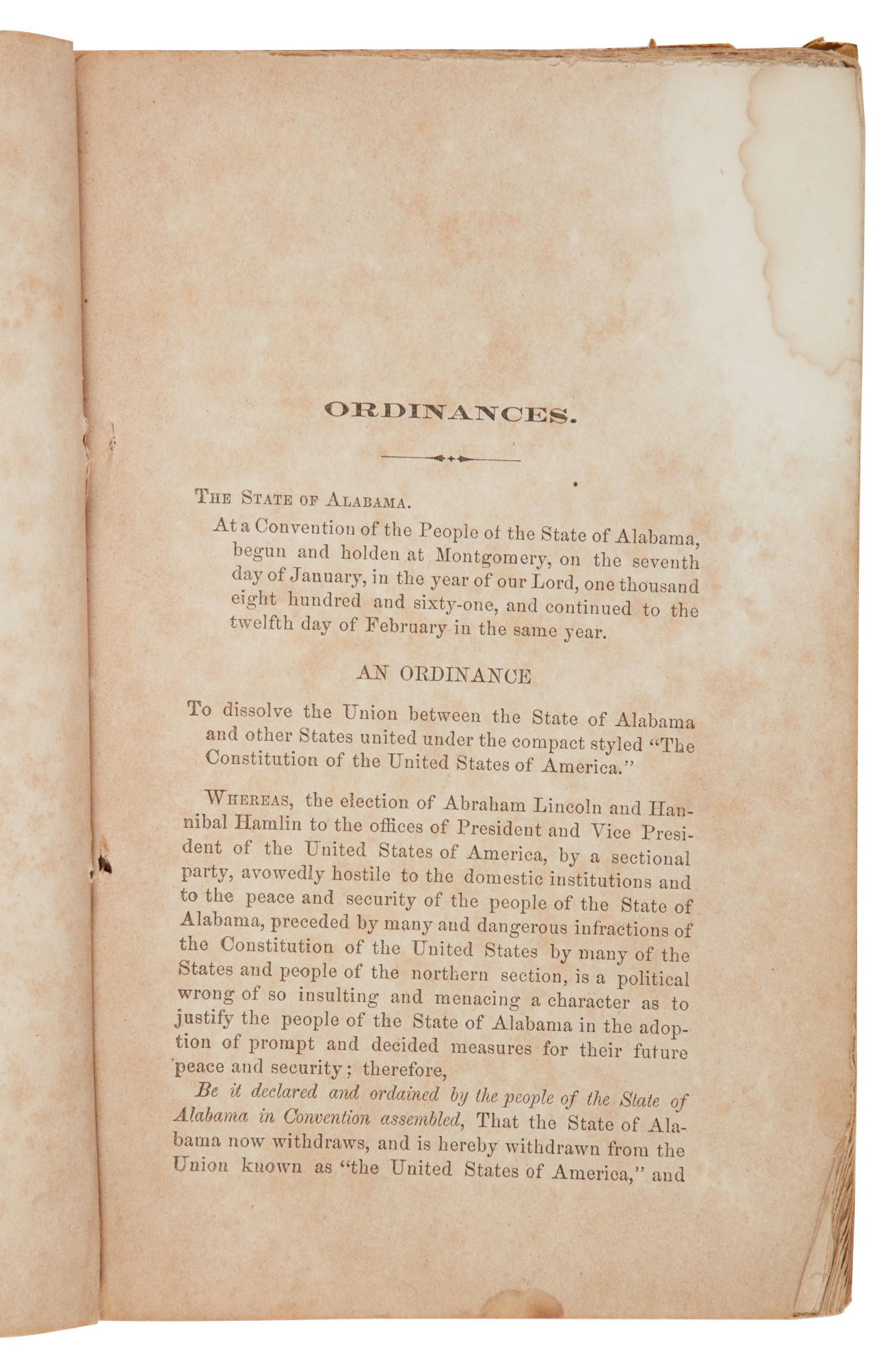 Alabama | First printing of the Alabama Confederate Constitution ...