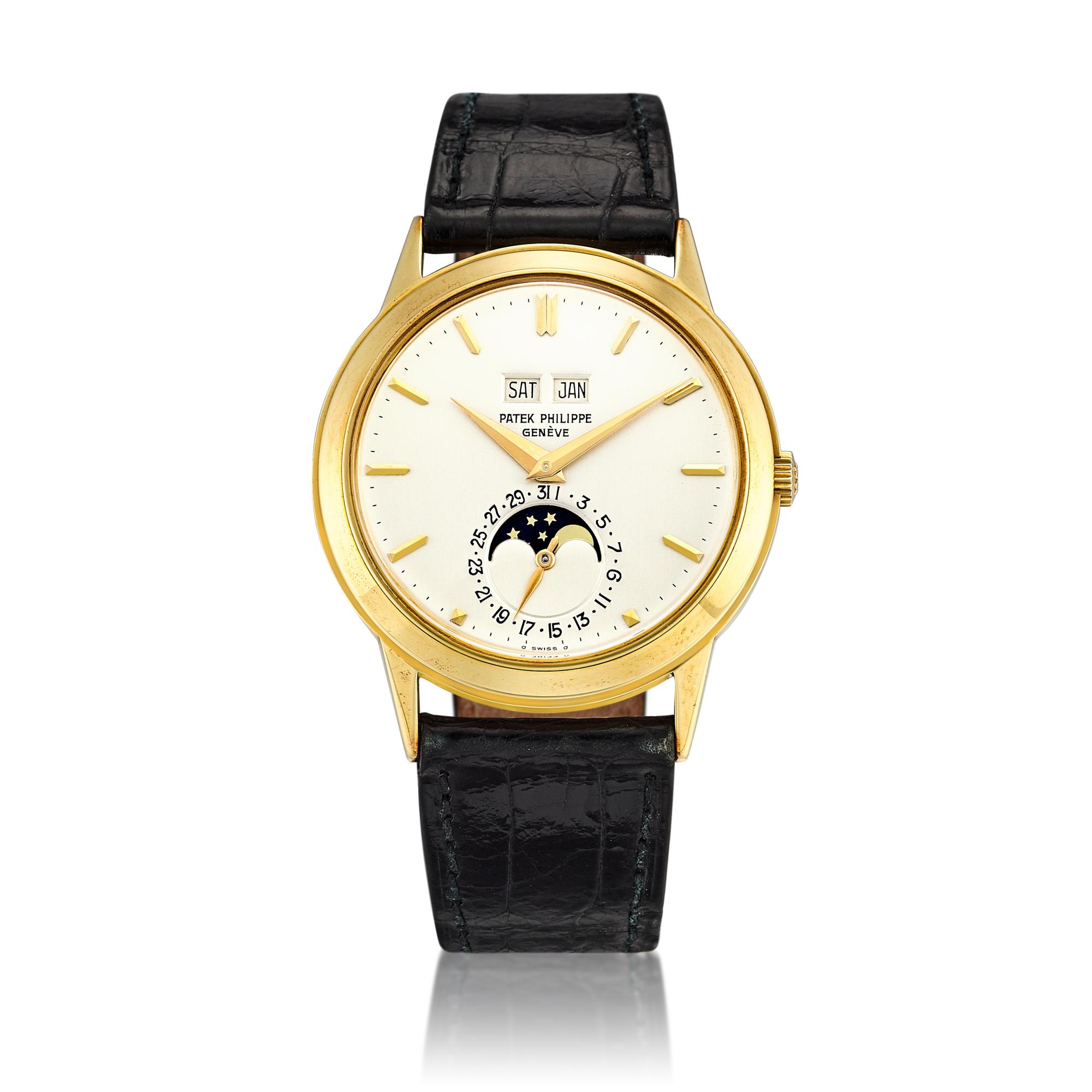 Reference 3448 | A yellow gold perpetual calendar wristwatch with moon ...
