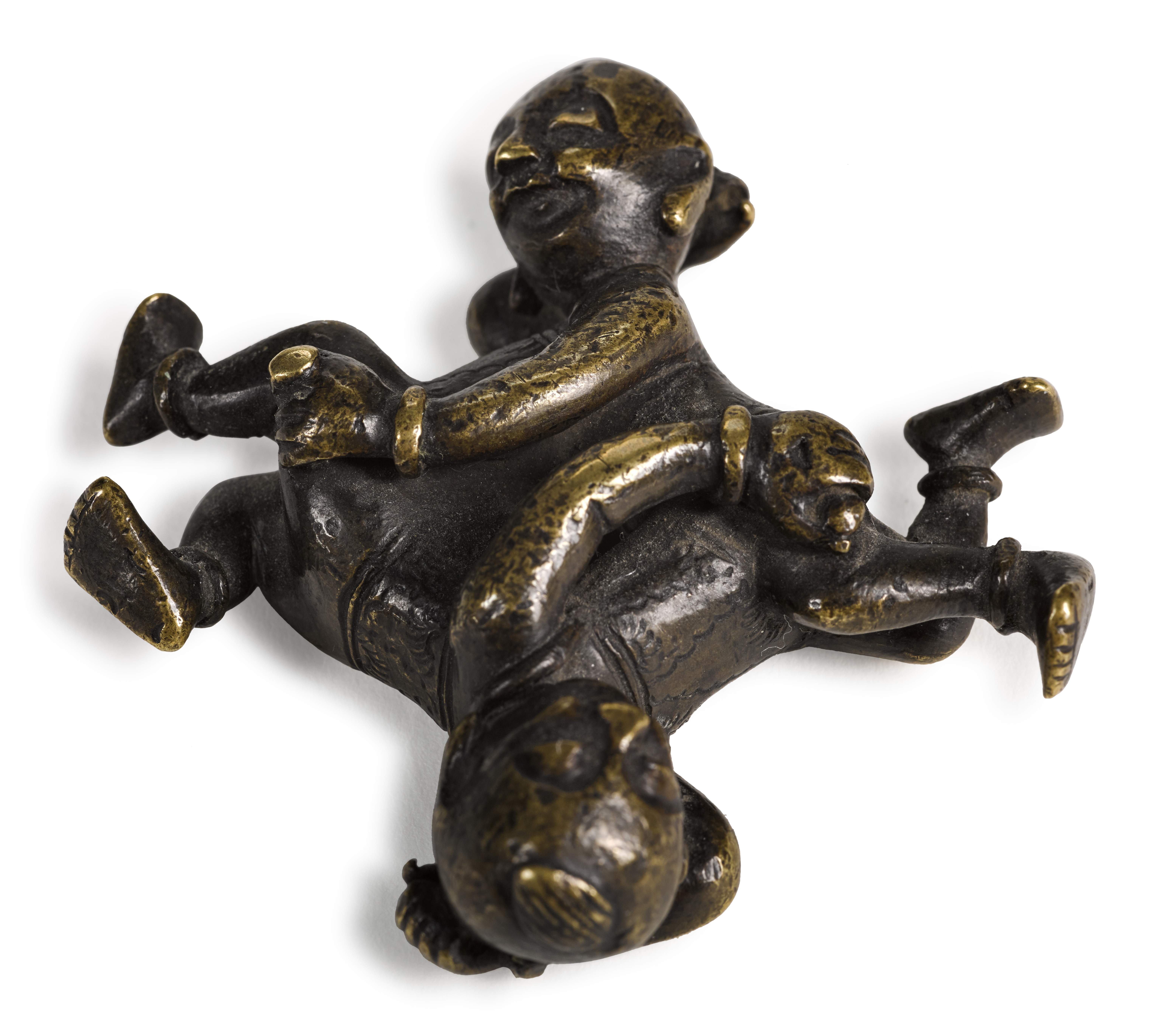 A BRONZE ‘HEHE ERXIAN’ PAPER WEIGHT | 18TH CENTURY | 清十八世紀 銅和合二仙鎮紙 | A ...