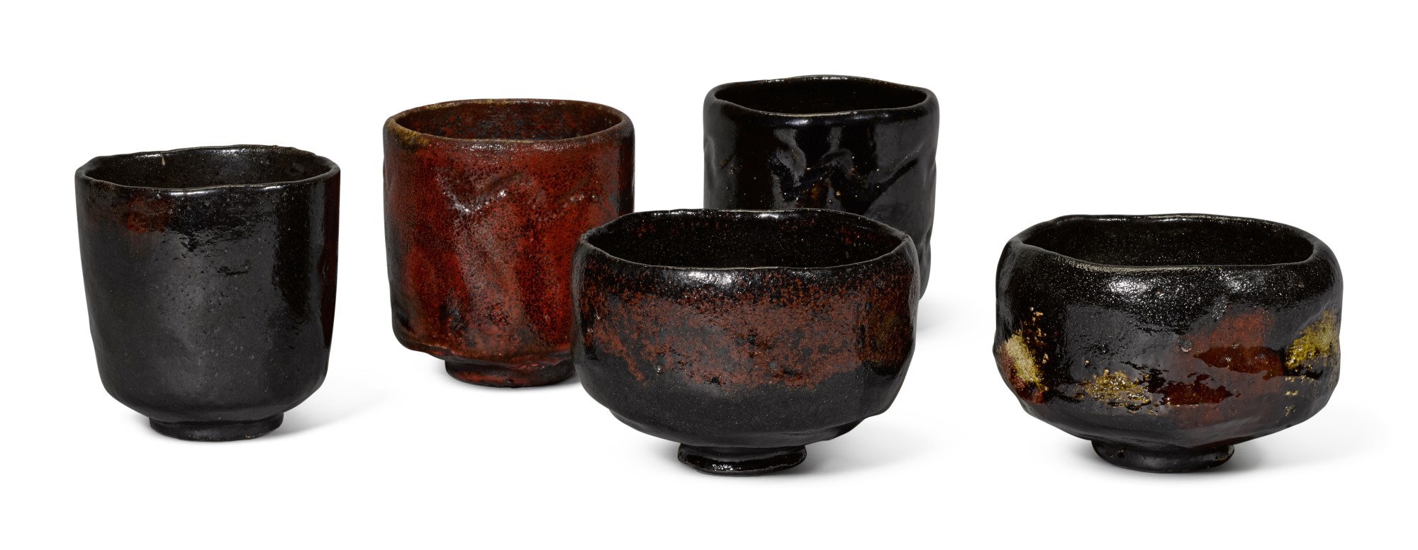 FIVE RAKU CHAWAN, SEALED, RAKU, EDO PERIOD, 18TH-19TH CENTURY ...