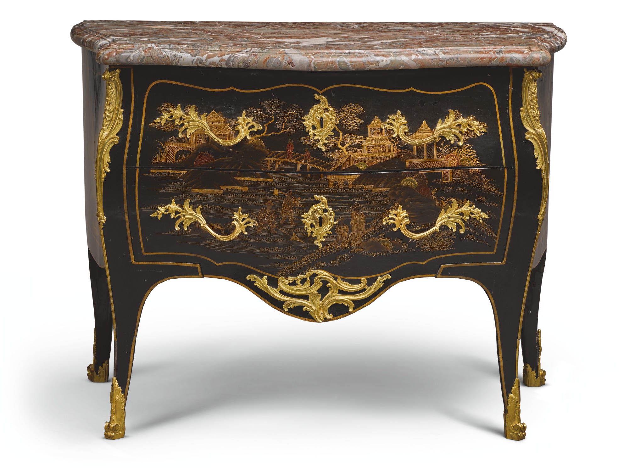 A LOUIS XV GILT-BRONZE MOUNTED BLACK LACQUER COMMODE MID-18TH CENTURY ...
