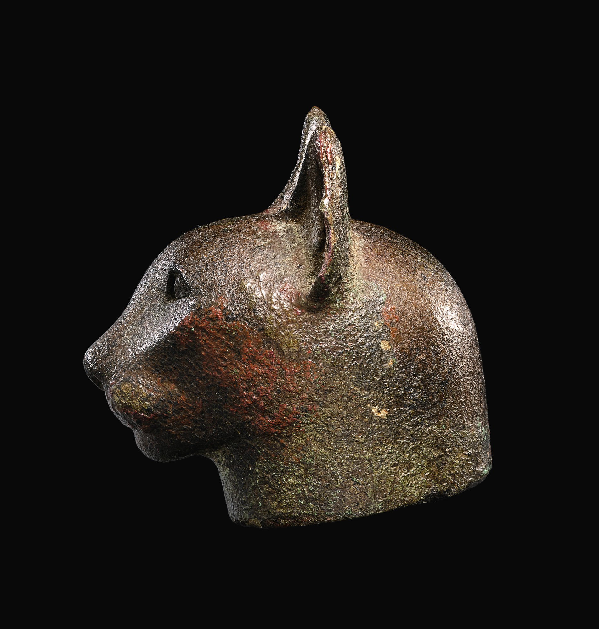 AN EGYPTIAN BRONZE HEAD OF A CAT, 26TH/30TH DYNASTY, 664-342 B.C ...