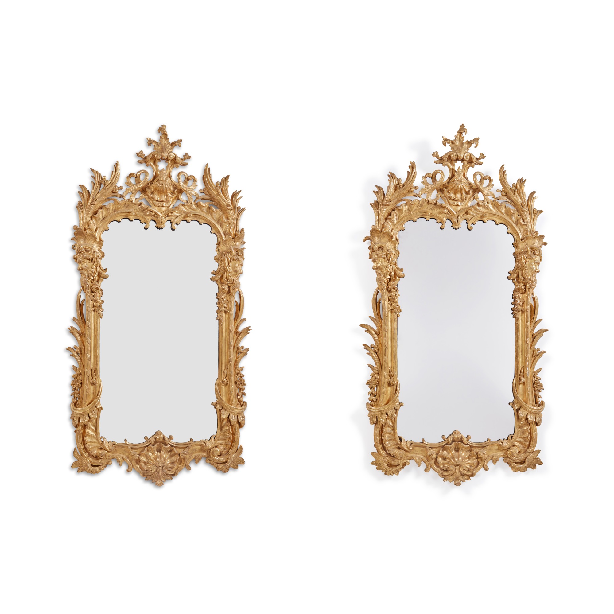 A Pair of George II Giltwood Mirrors, in the manner of Matthias Lock ...