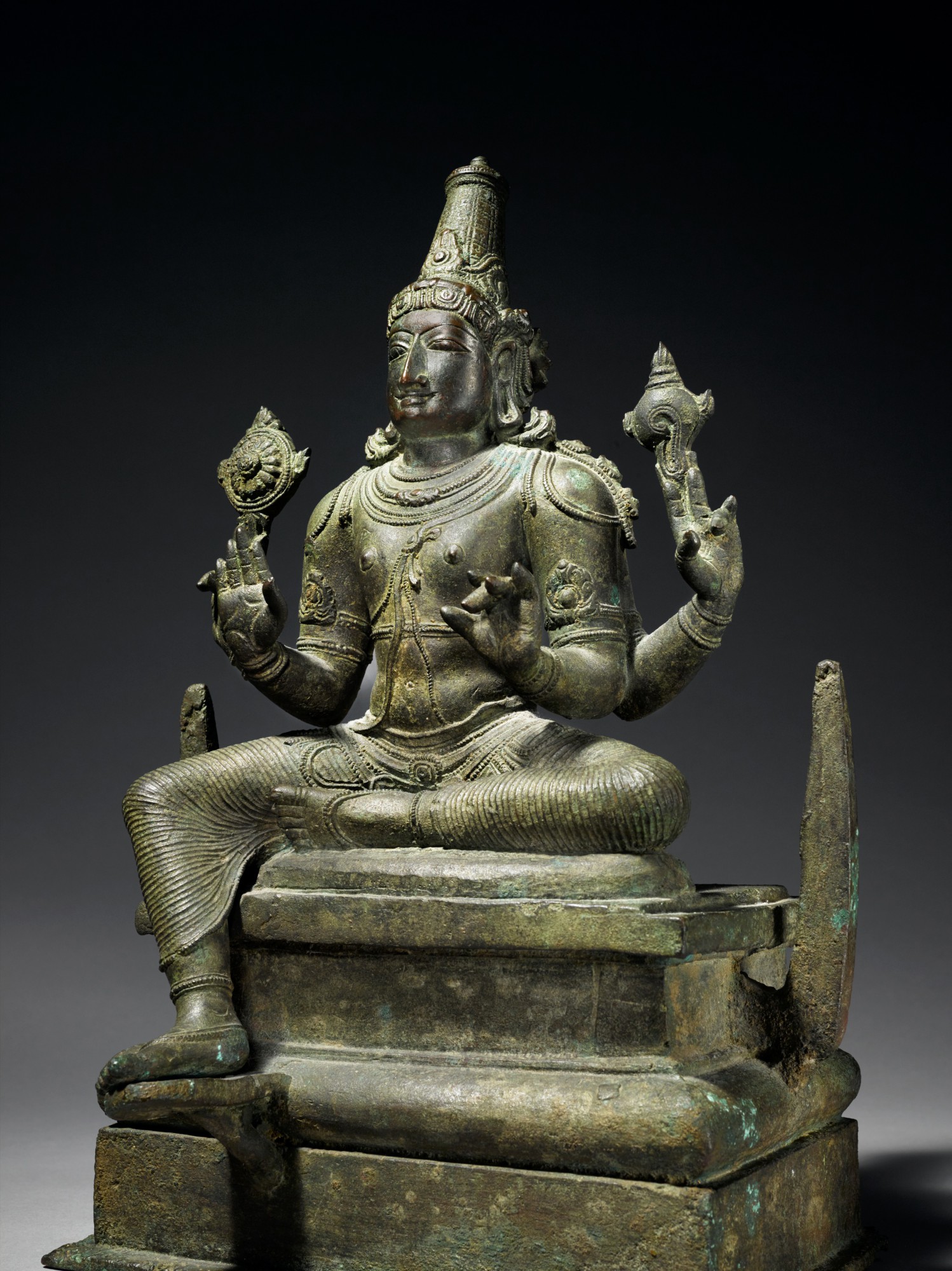 A Copper Alloy Figure of Vishnu, Bhudevi and Sridevi, South India ...