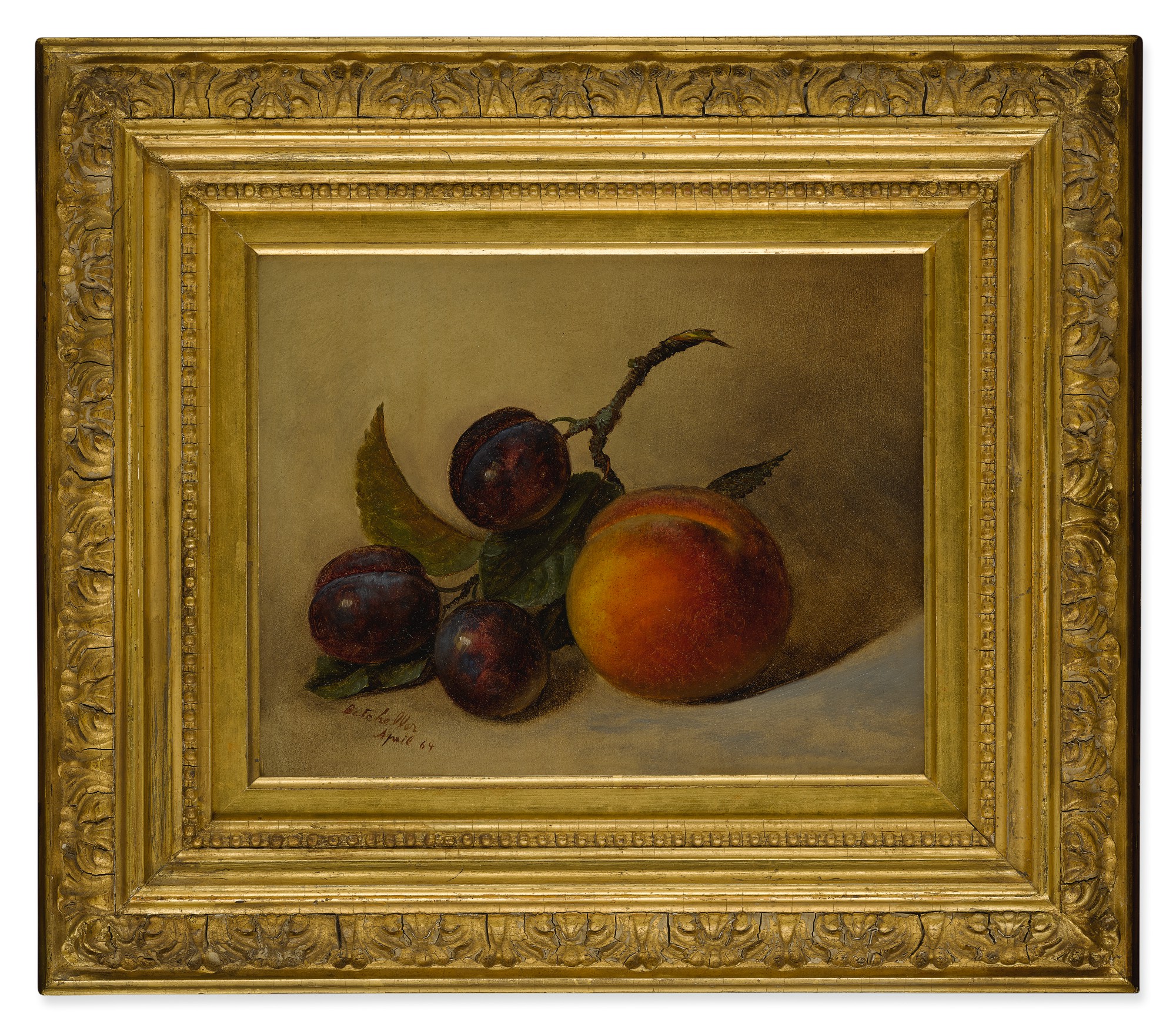 FREDERICK S. BATCHELLER | STILL LIFE WITH PEACH AND PLUMS | American ...