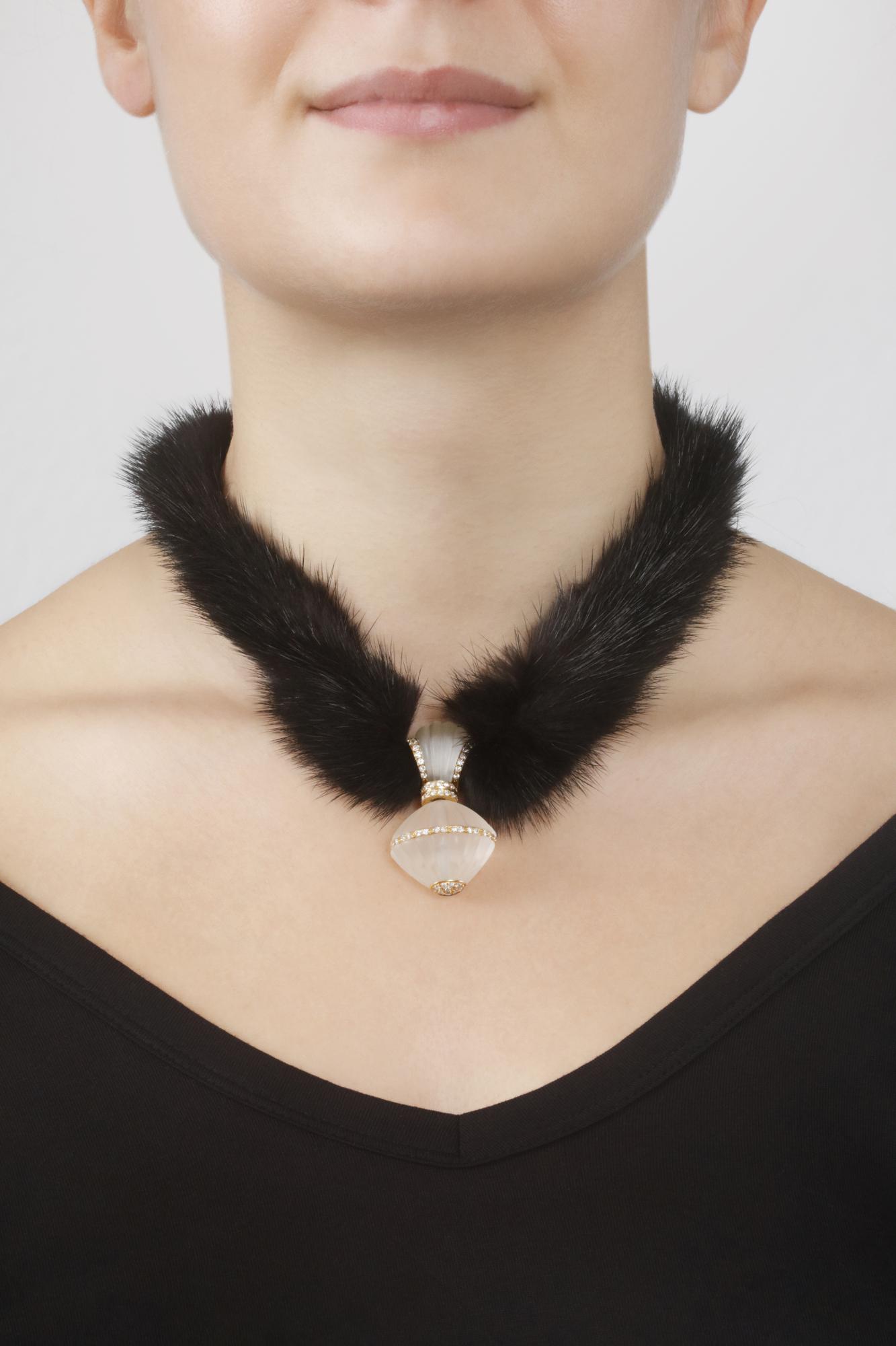 ROCK CRYSTAL, DIAMOND AND MINK FUR NECKLACE, FRED | Fine Jewels ...