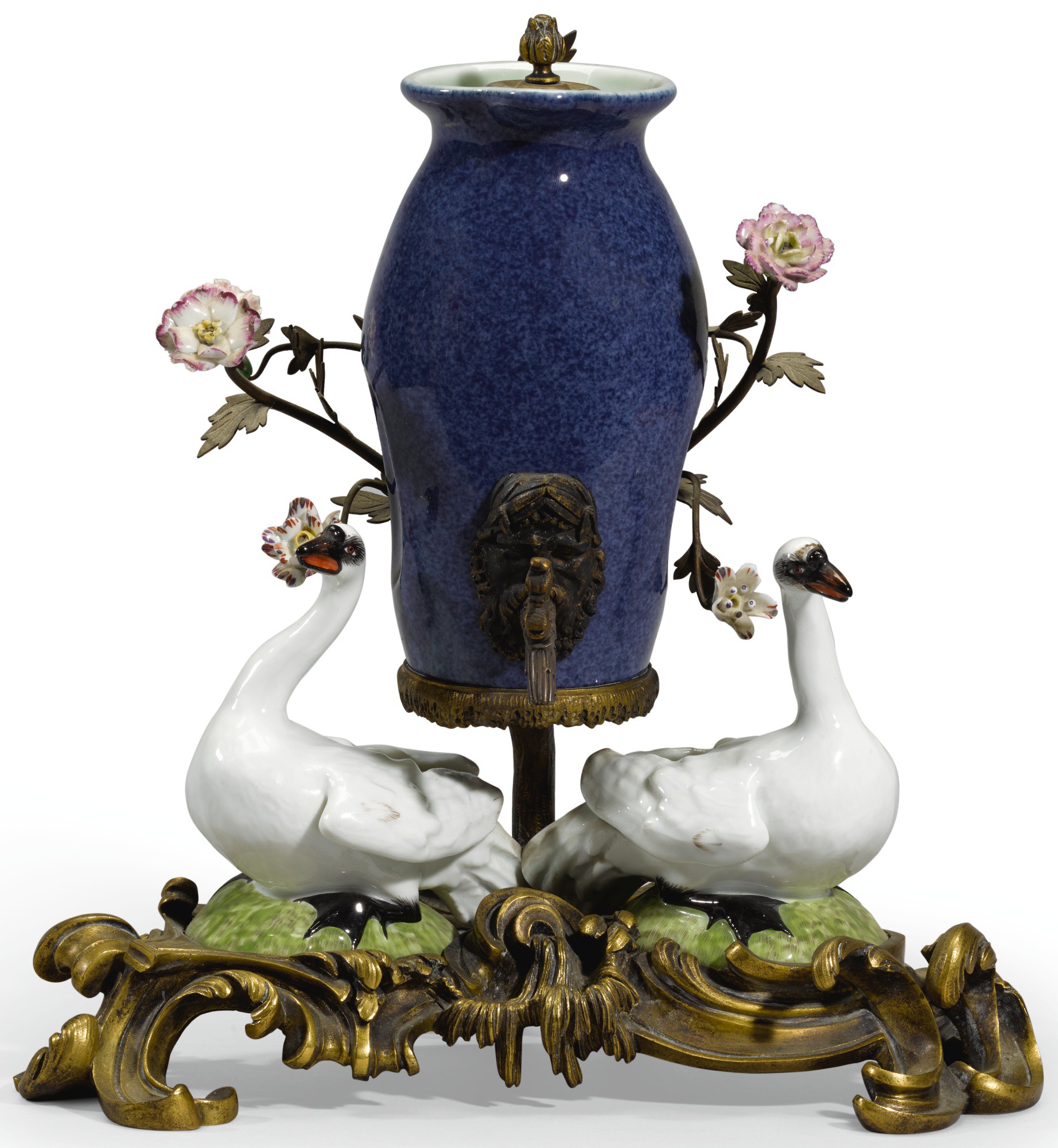 A Louis XV style gilt-bronze mounted porcelain cistern, perhaps Samson ...