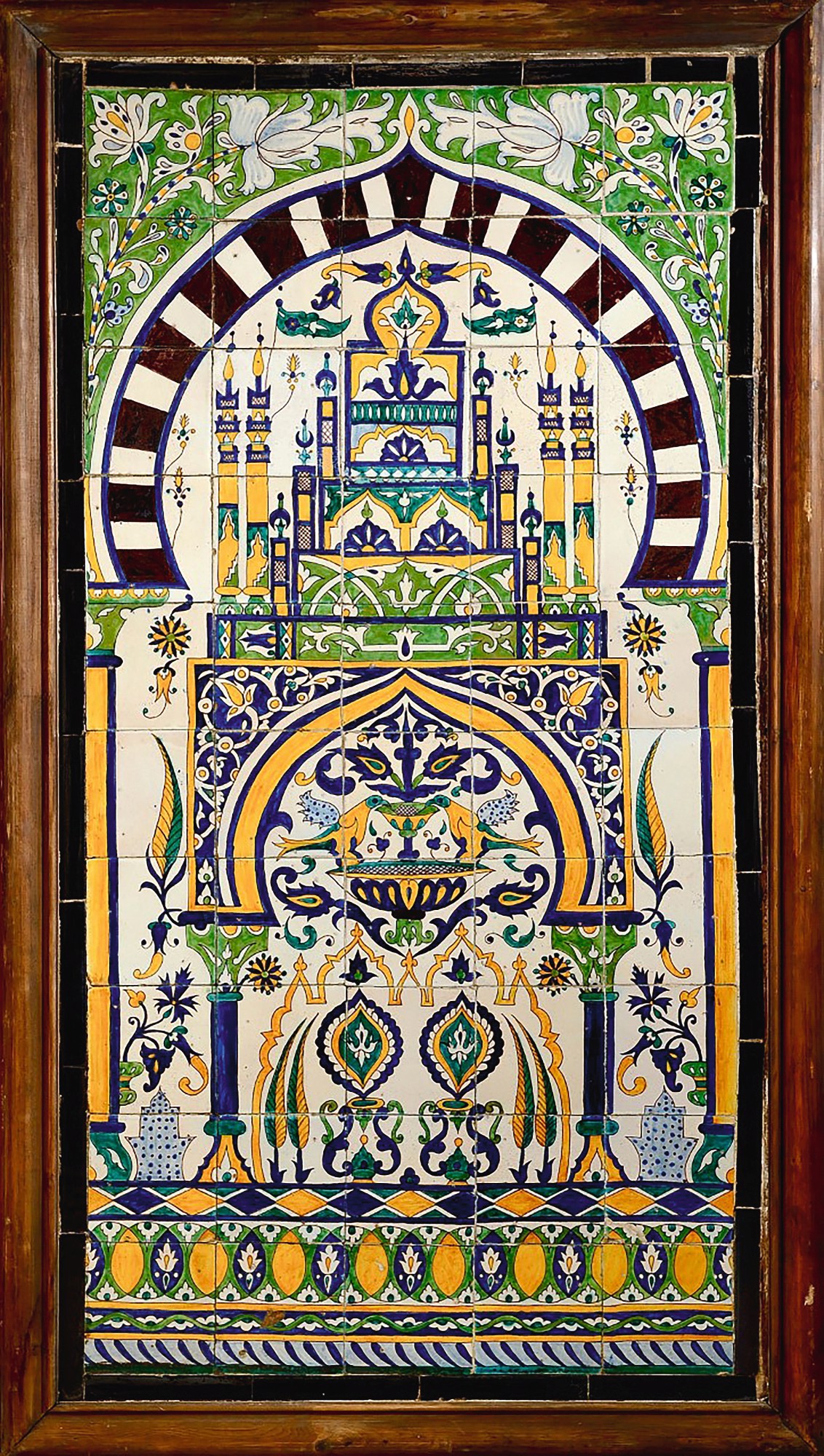 A MIHRAB POTTERY TILE PANEL, ATTRIBUTED TO THE CHEMLA BROTHERS, TUNIS ...