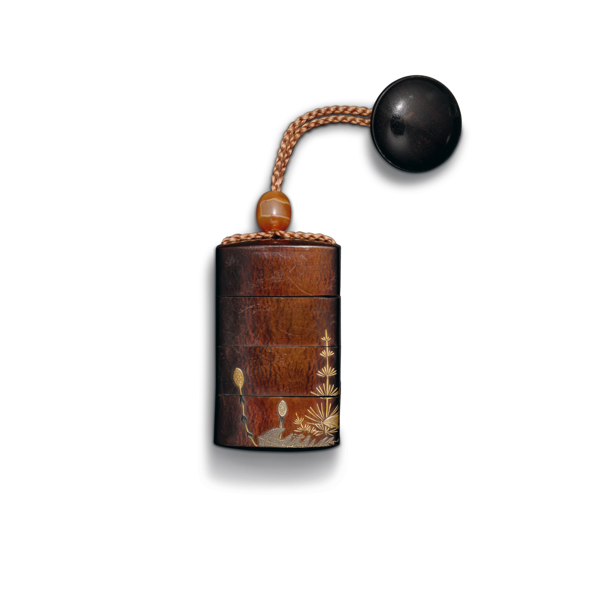 A four-case lacquer inro | Signed to the base with incised characters ...