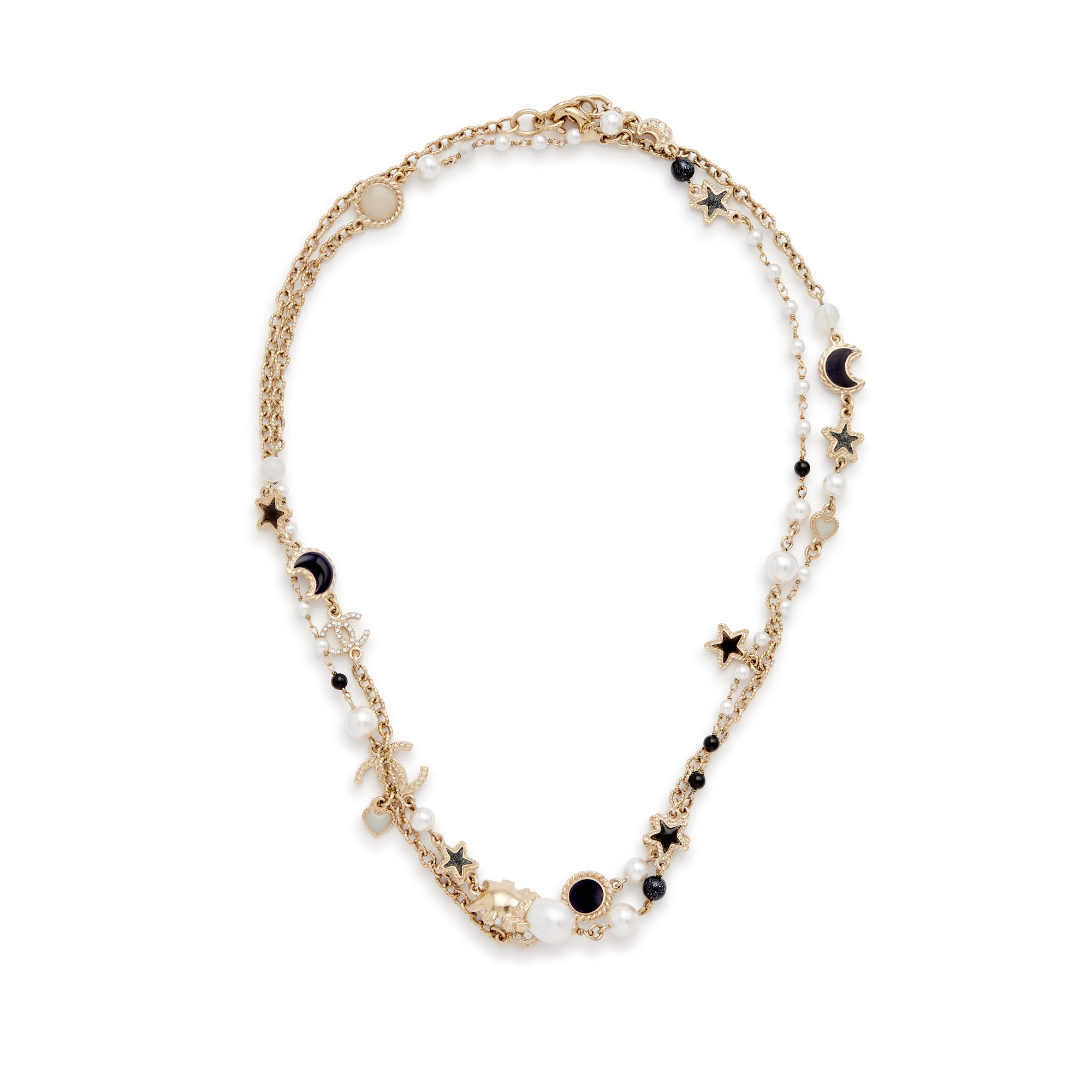 Chanel Gold Metal, Strass, Imitation Pearl, Black And White Enamel ...