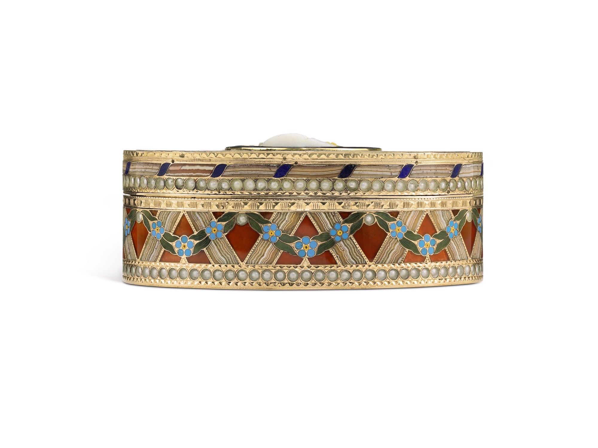 An Imperial gold, enamel and hardstone snuff box, Johann Christian ...