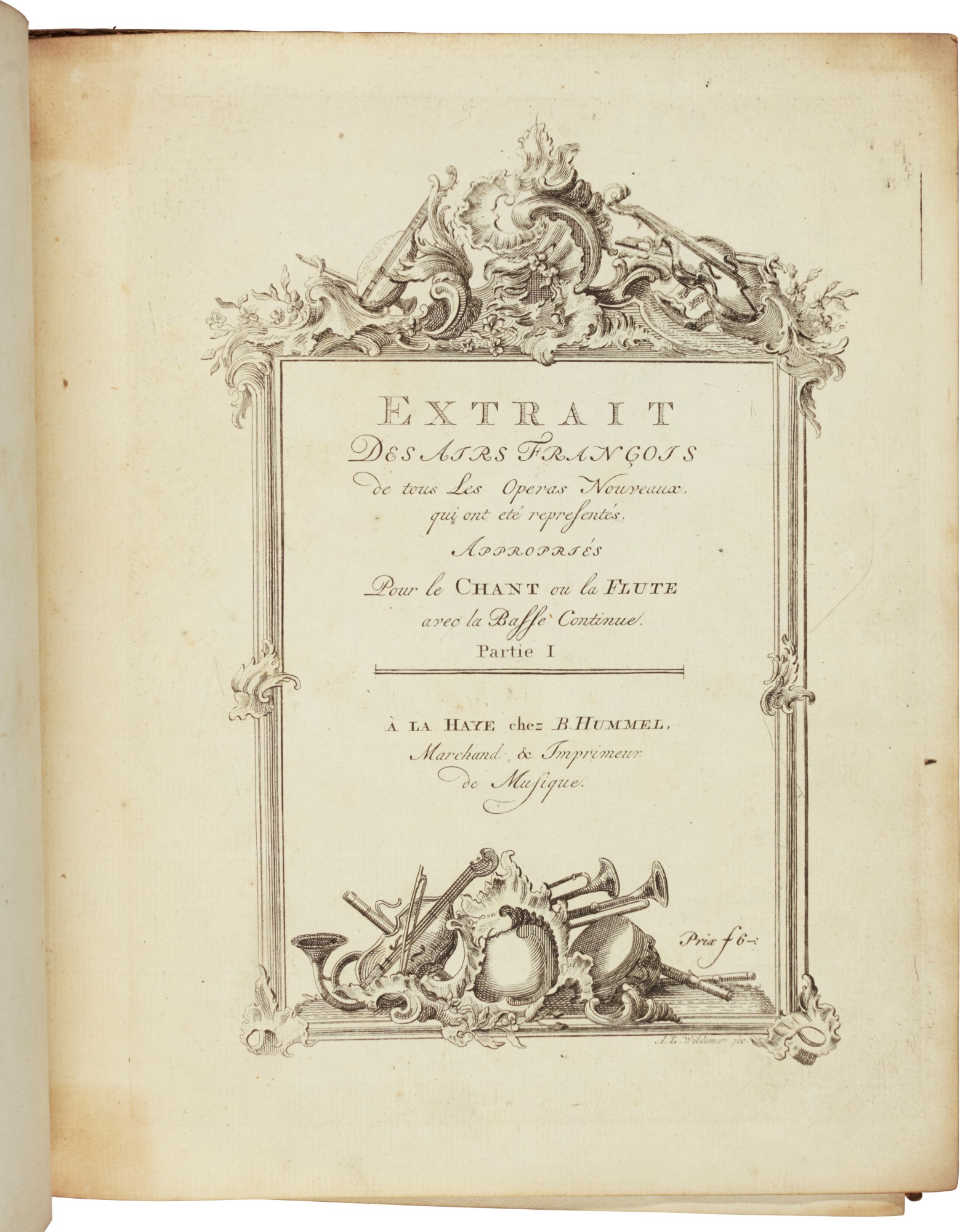 Opera. Extrait des airs françois de tous les opéras nouveaux, 12 parts ...