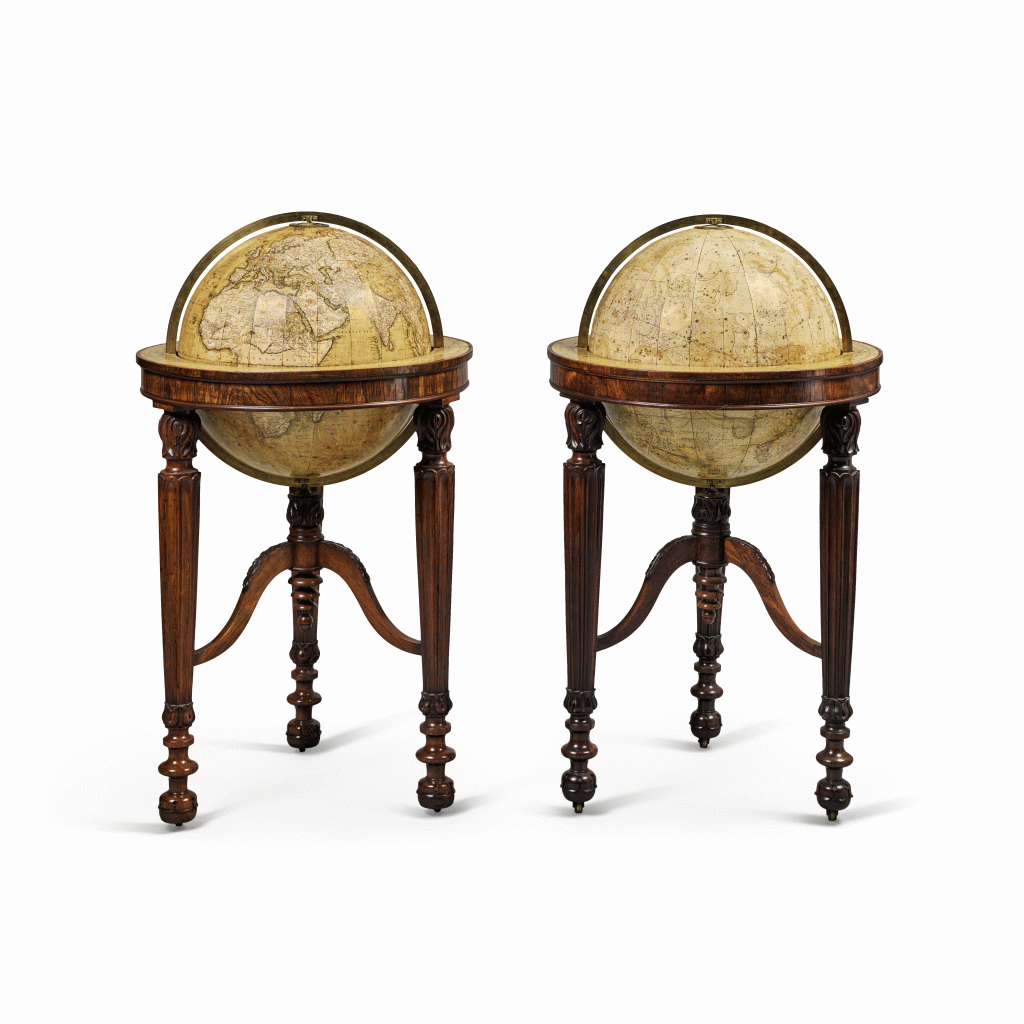 A Pair of Early Victorian 20-inch Library Globes by Newton & Son, the ...