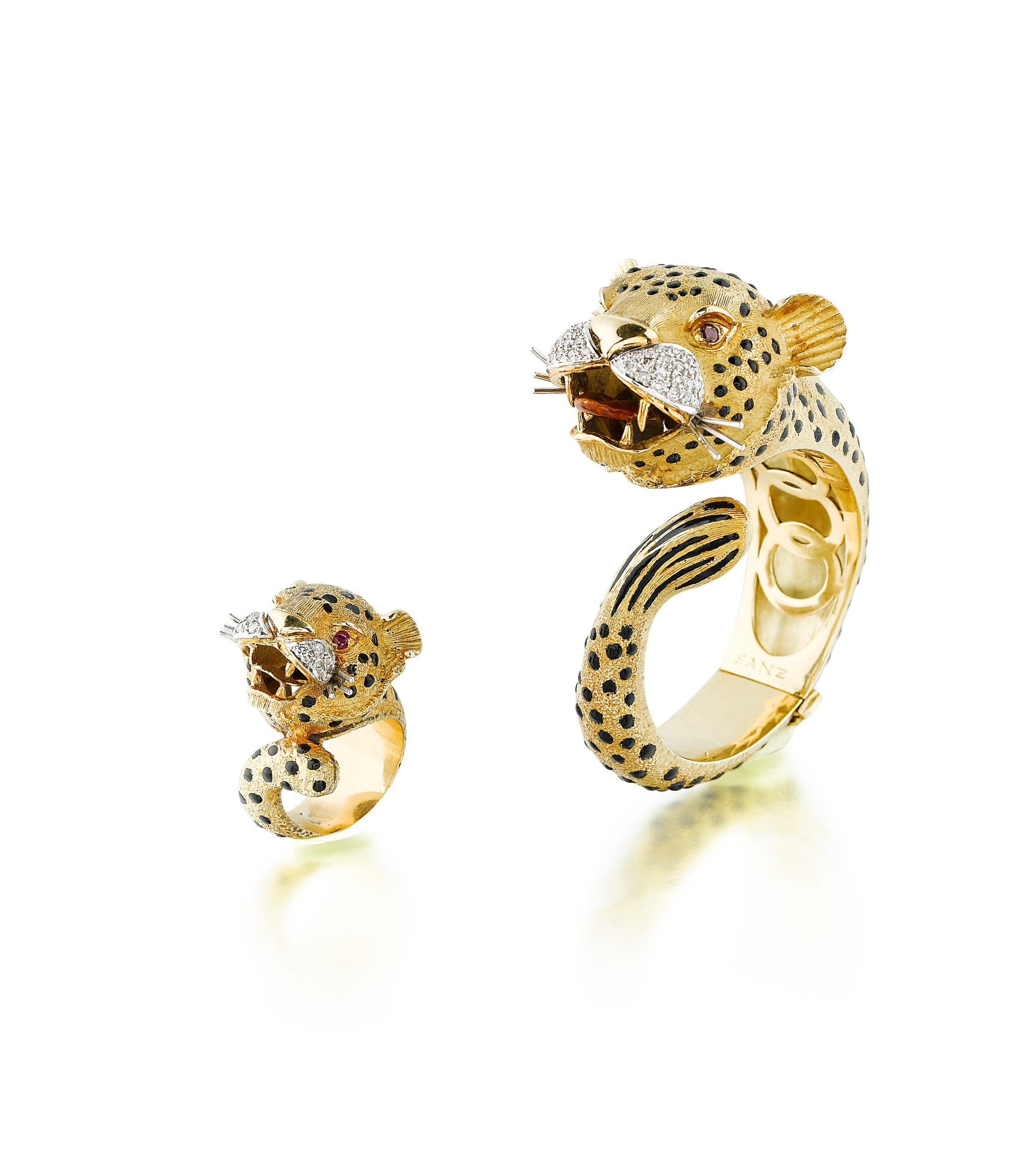 Sanz | Parure émail, rubis et diamants | Enamel, ruby and diamond ...