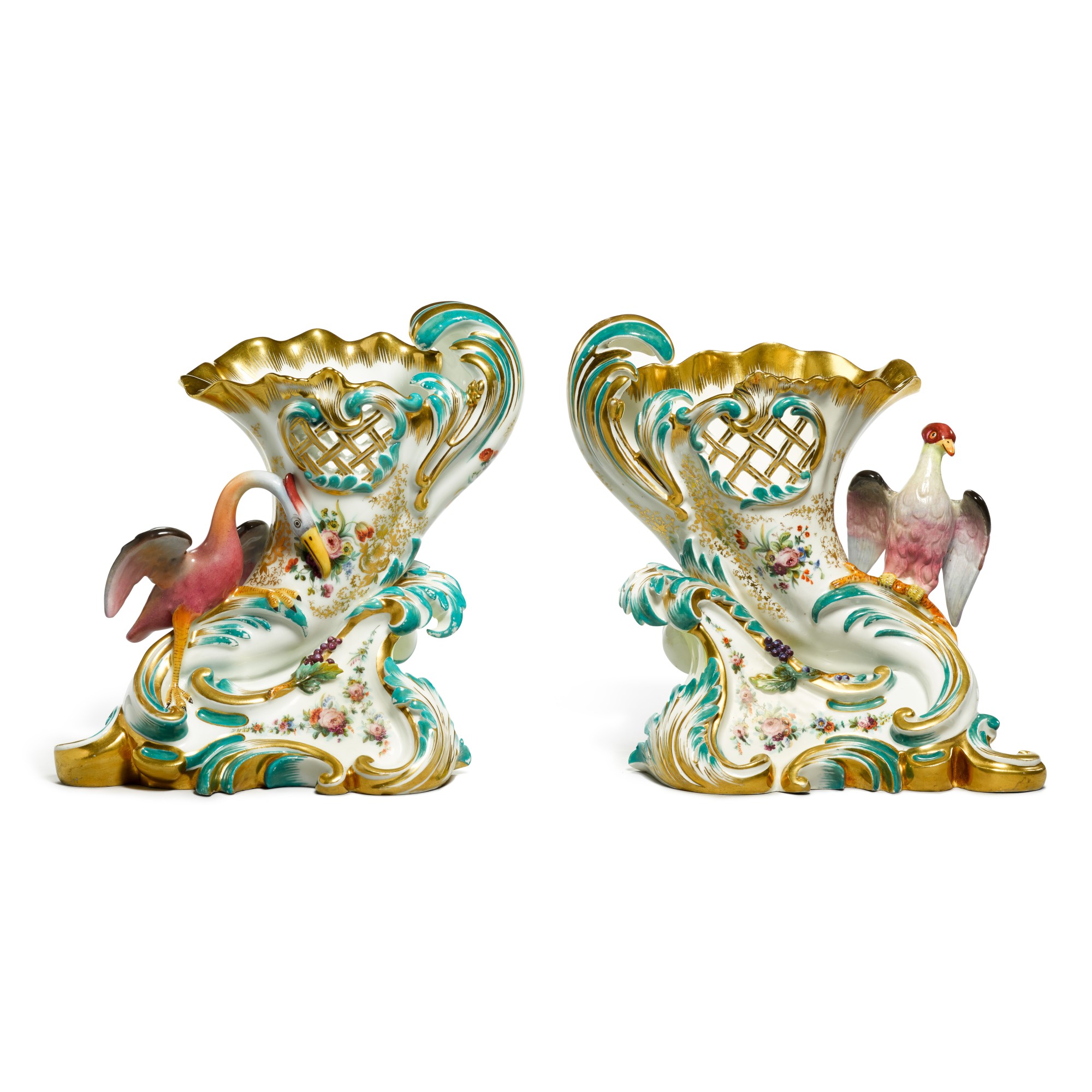 A pair of cornucopia vases, Imperial Porcelain Factory, St Petersburg ...