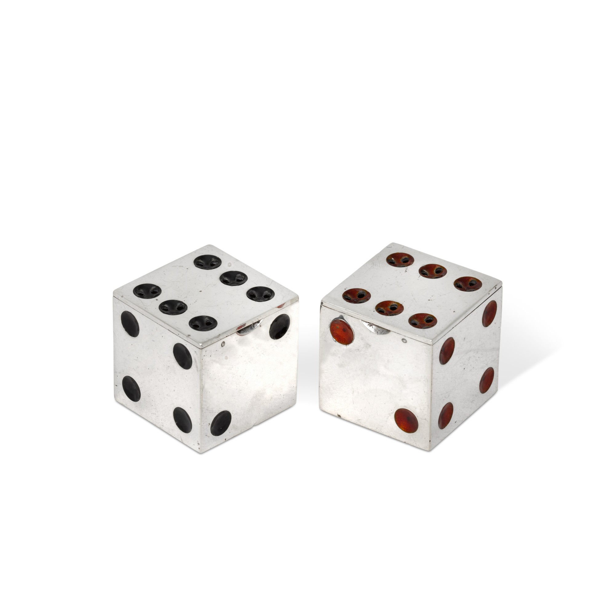 A rare pair of Scottish silver 'dice' pepper shakers, Hamilton & Inches ...