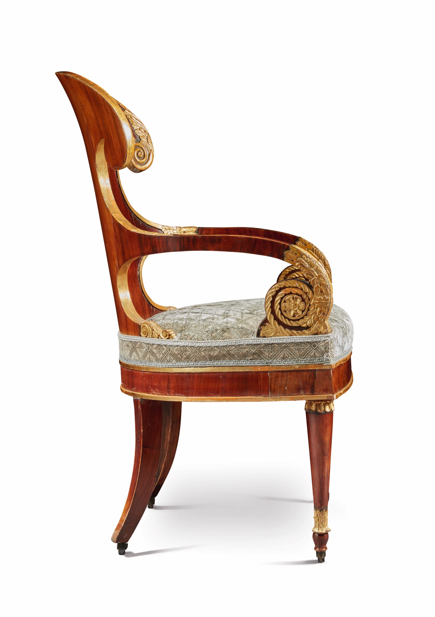 A RUSSIAN NEOCLASSICAL ROSEWOOD AND PARCEL-GILT ARMCHAIR, CIRCA 1825 ...