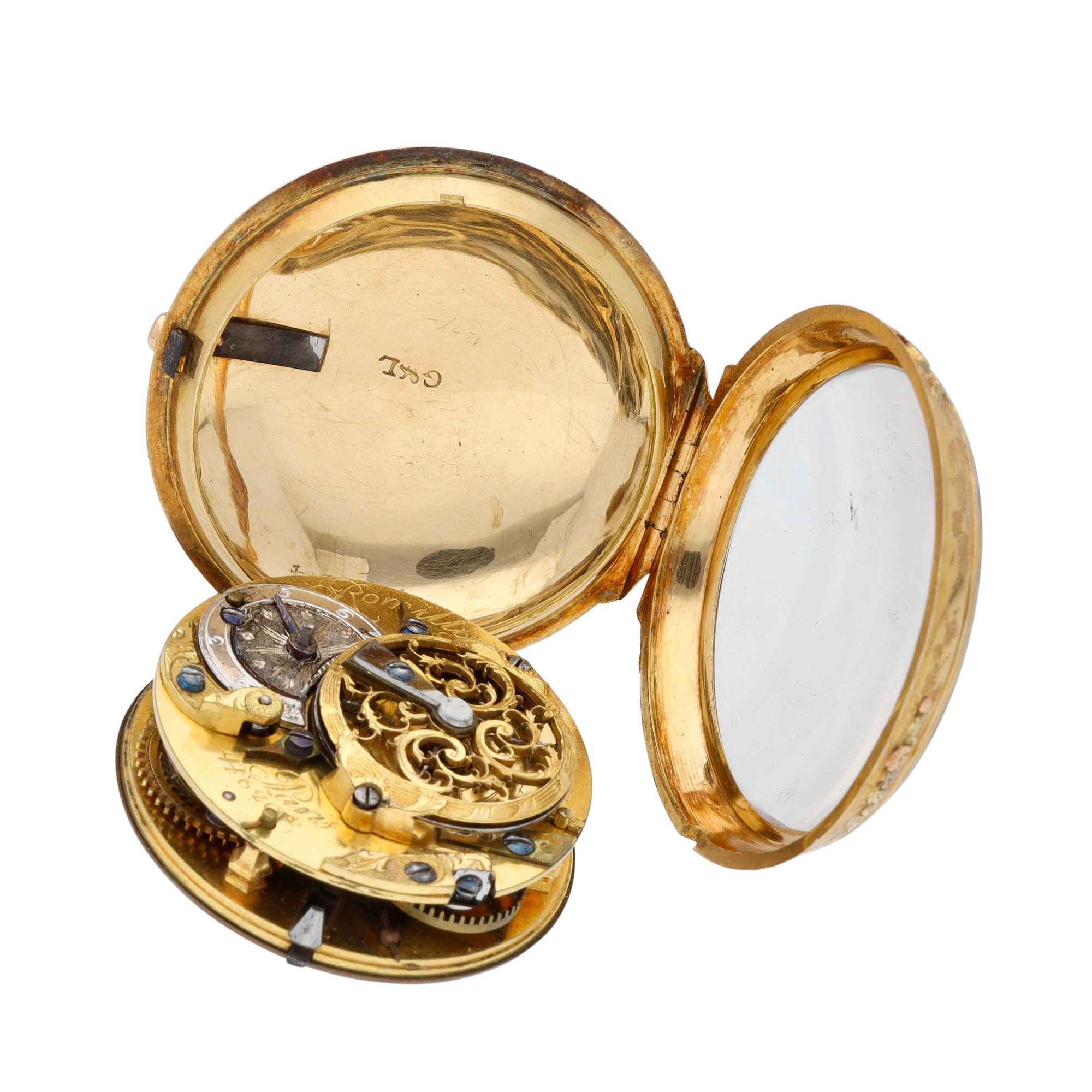 Paris No. 6204 A gold single cased verge watch with later enamel ...