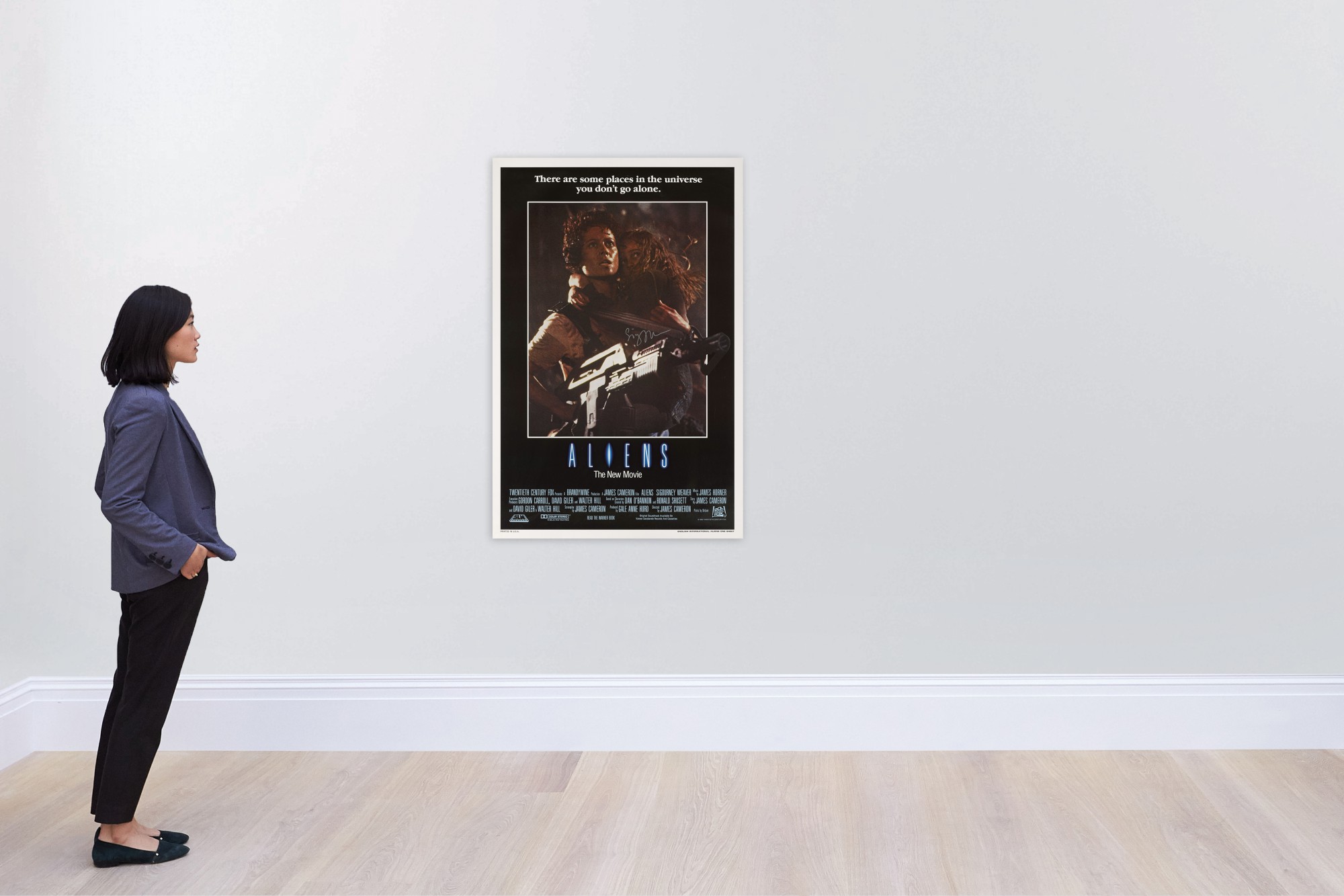 ALIENS (1986) INTERNATIONAL POSTER, BRITISH, SIGNED BY SIGOURNEY WEAVER ...
