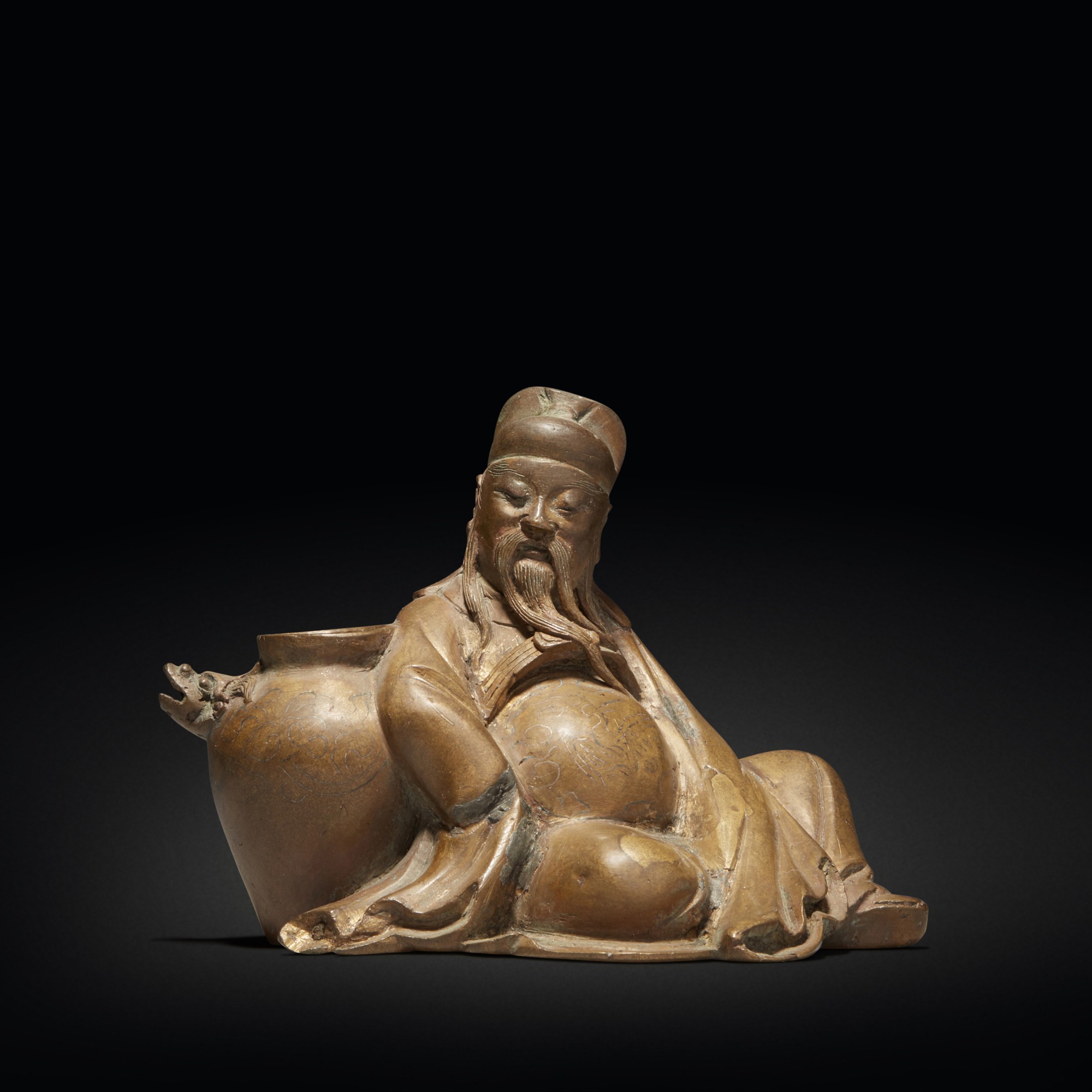 A silver-inlaid bronze figure of Li Bai, Qing dynasty | 清 銅錯銀李白醉酒擺件 ...