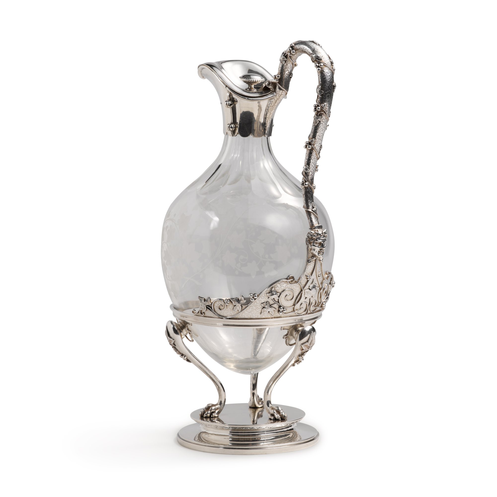 Astor Family: An American Silver-Mounted Claret Jug and Six Matching ...