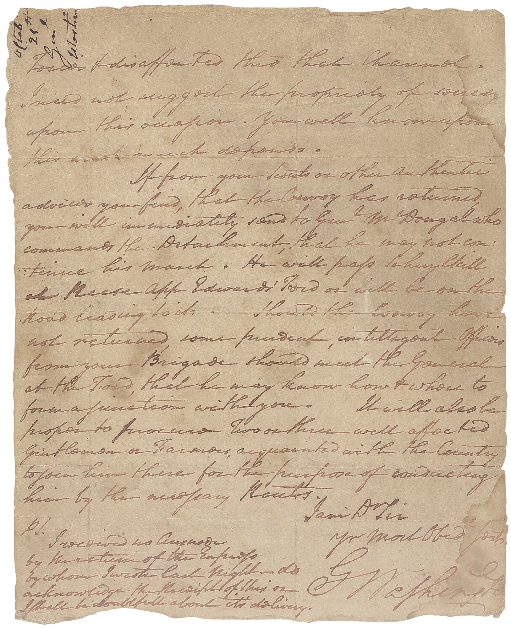 Washington, George. Letter signed to James Potter, 21 October 1777 ...