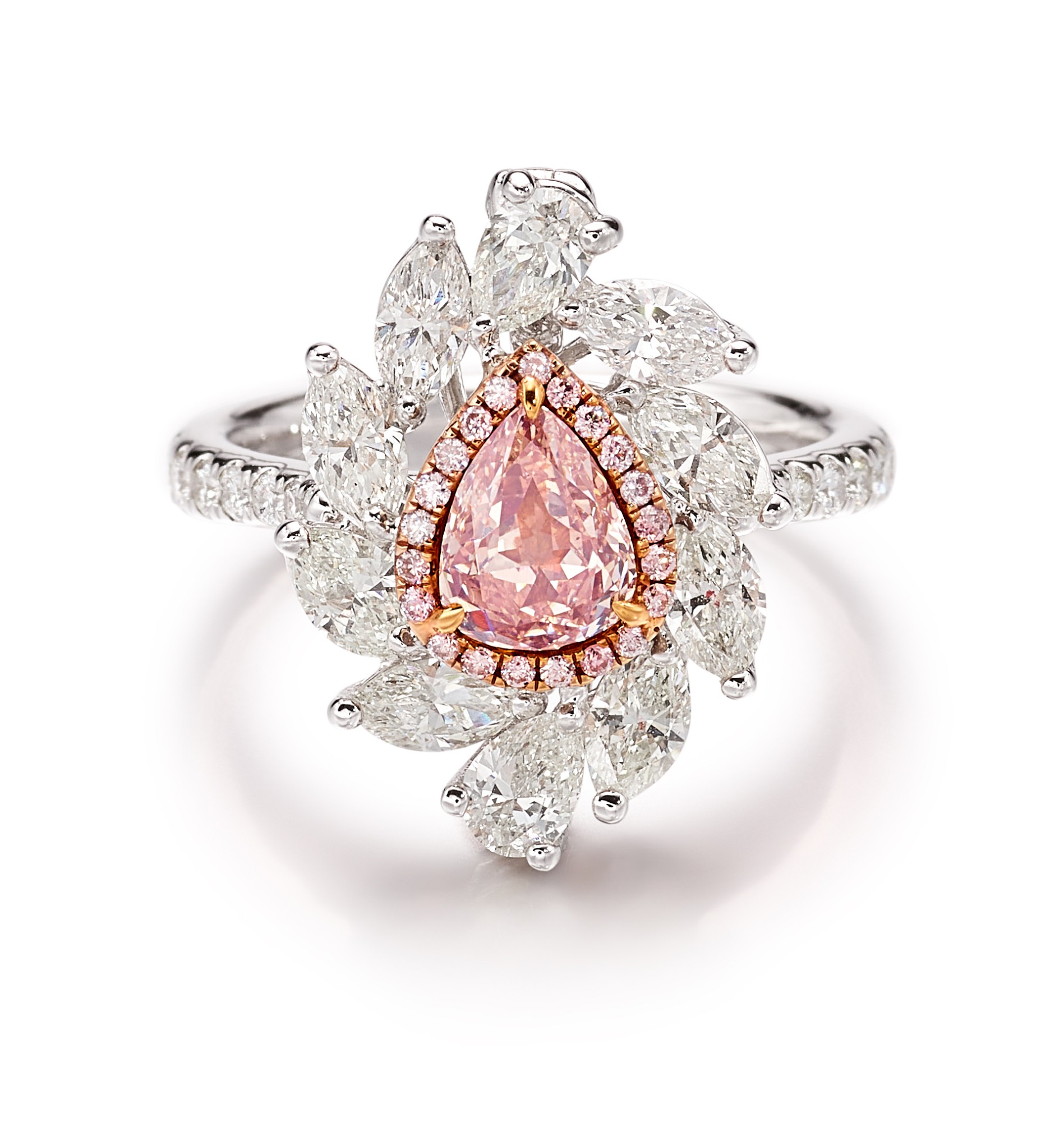 FANCY ORANGY PINK DIAMOND AND DIAMOND RING / PENDANT | 1.00卡拉 梨形 彩橙粉紅色 VS2淨度 鑽石 配 鑽石 戒指 / 吊墜 ...
