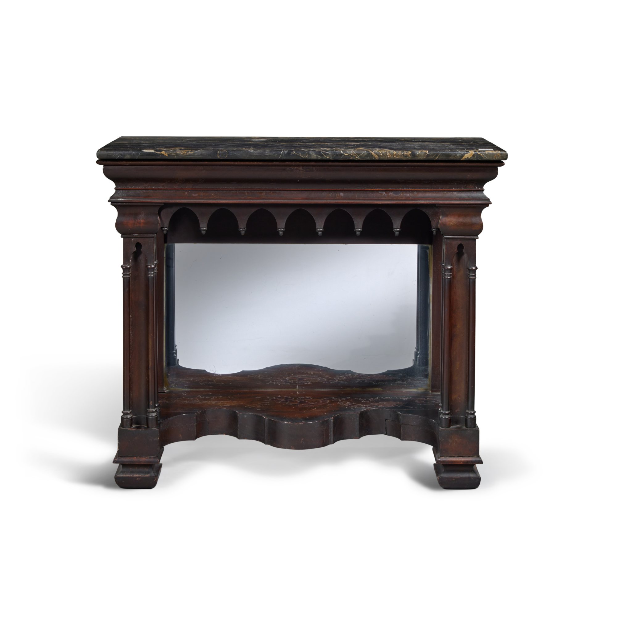 A Rare Gothic Revival Figured Mahogany Pier Table, Joseph Meeks and ...