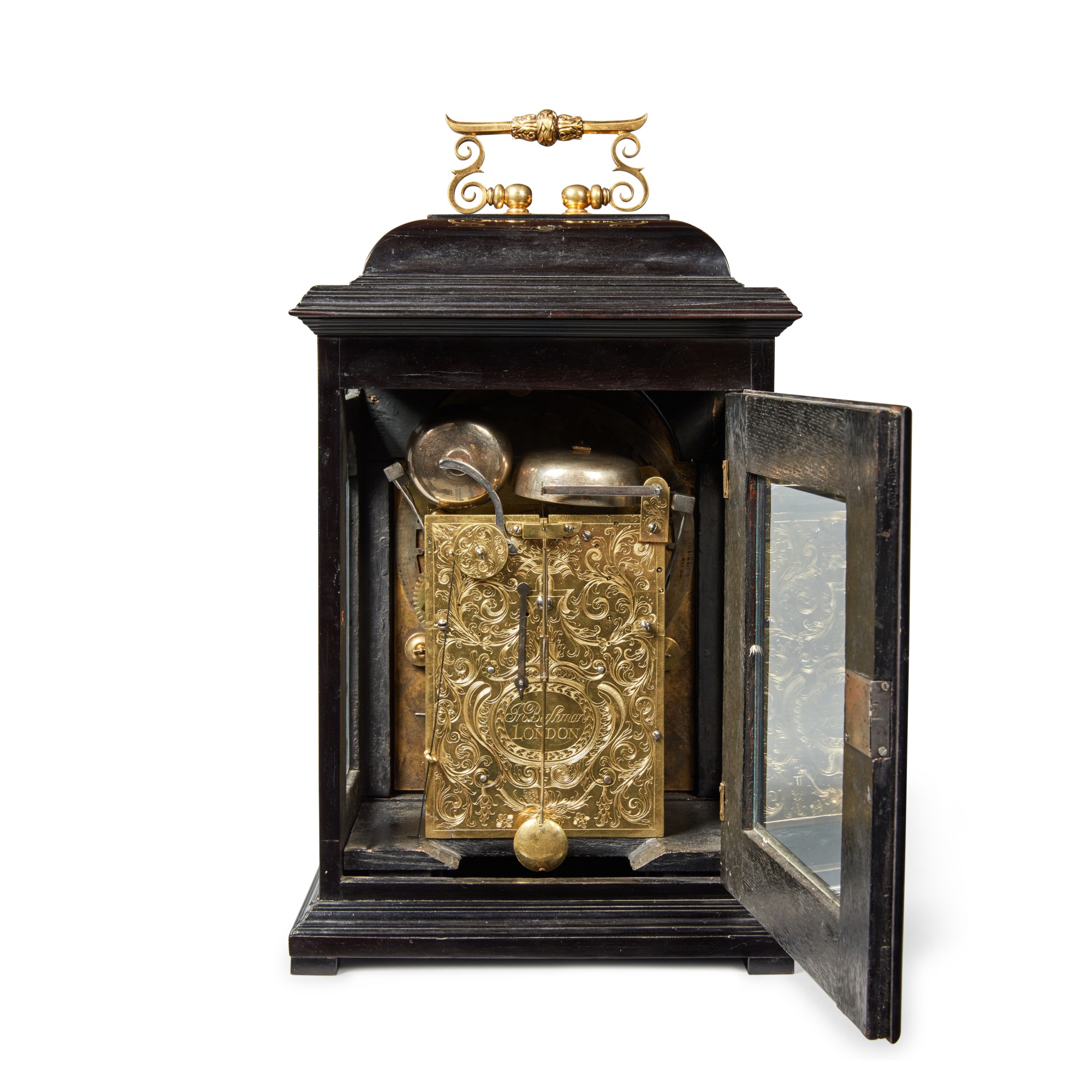 A George I Quarter Repeating Ebonised Table Clock, John Bushman, London ...