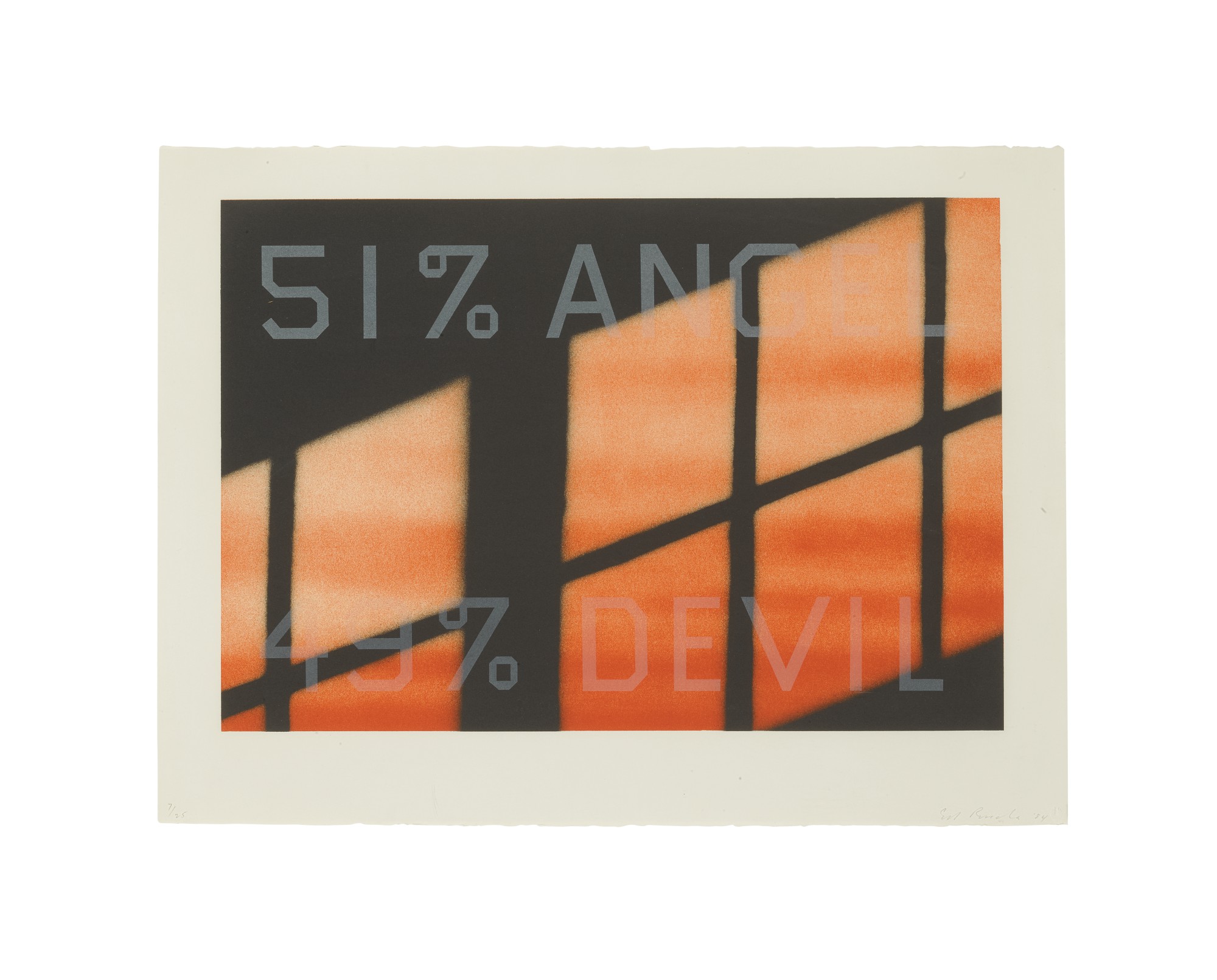 ED RUSCHA | 51% ANGEL / 49% DEVIL (E. 140) | Important Prints and ...