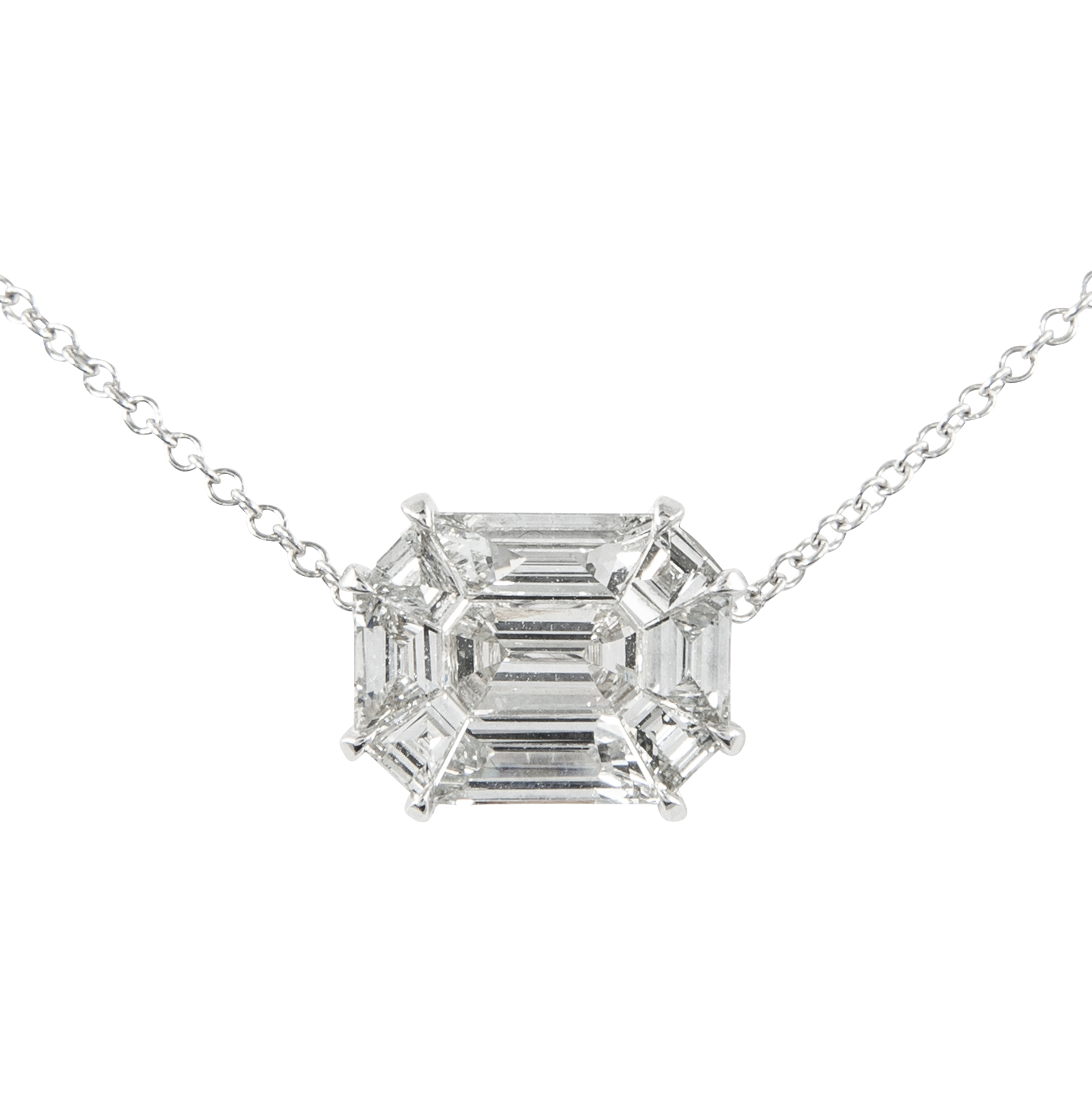 White Gold And Illusion Set Diamond Pendant Necklace Available For ...