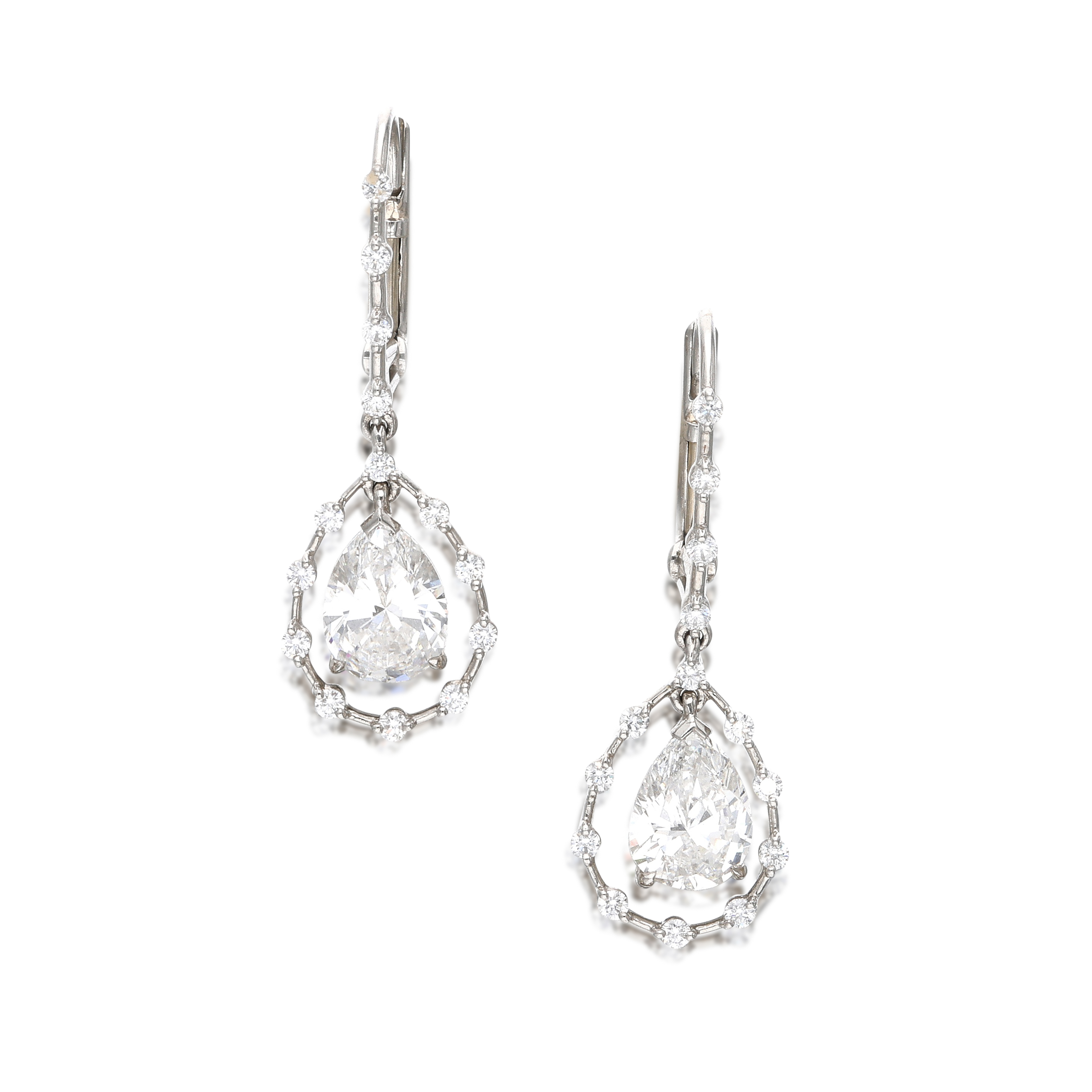 Platinum And Diamond Drop Earrings | Earring | Sotheby's