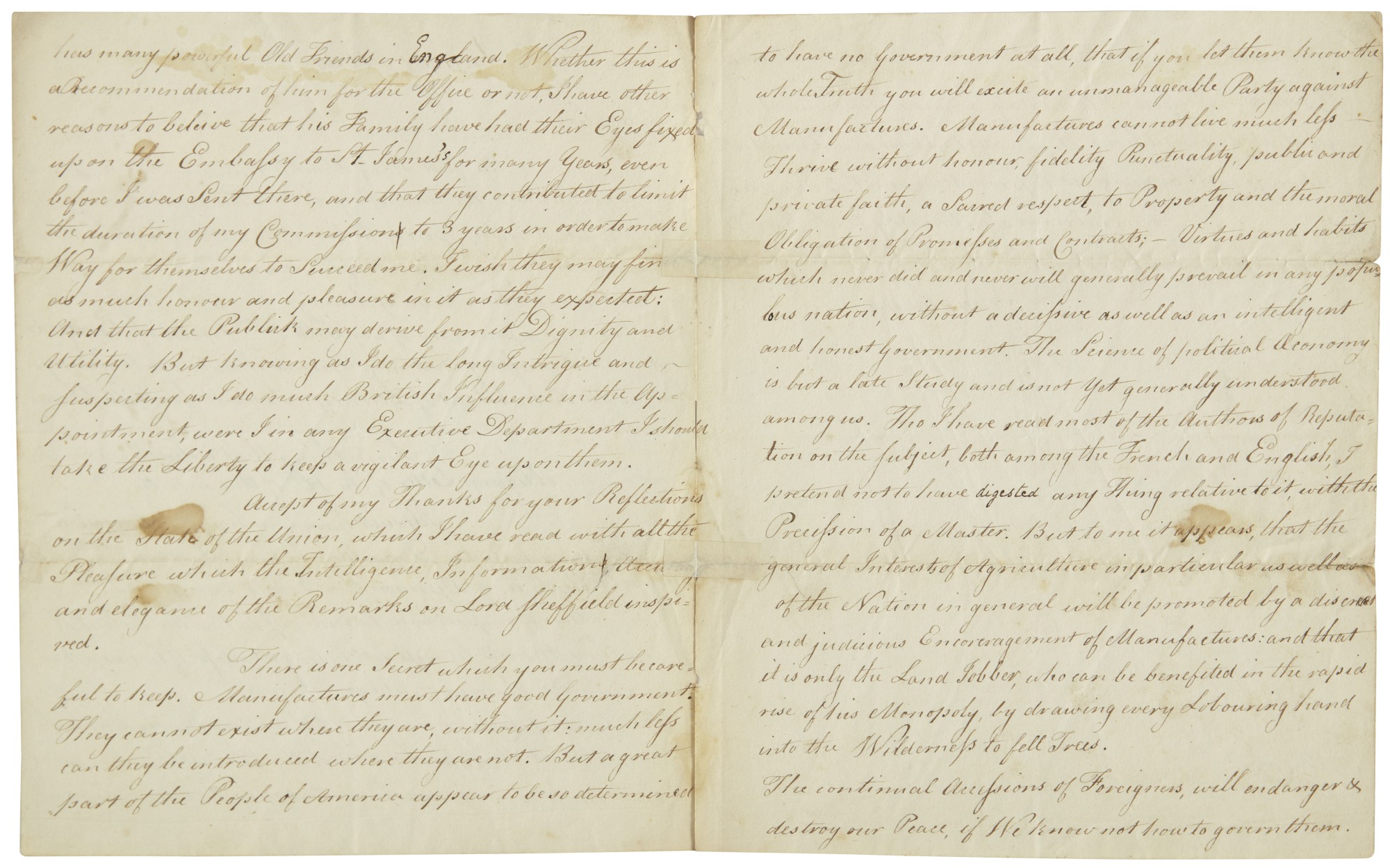 Adams, John. Manuscript letter signed, to Tench Coxe, May 1792 | Fine ...
