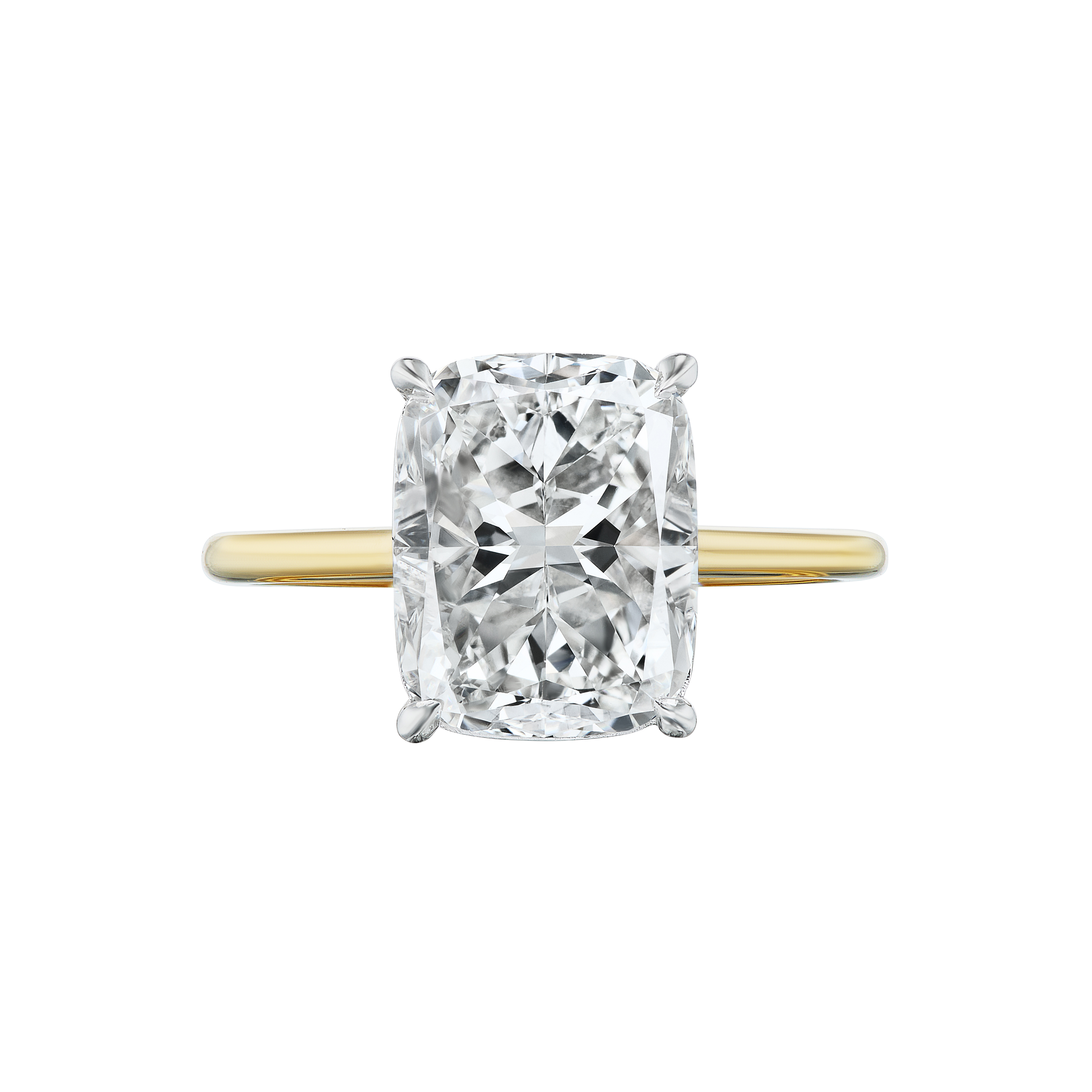 Platinum, Gold And 4.02ct Cushion Shape Diamond Engagement Ring ...