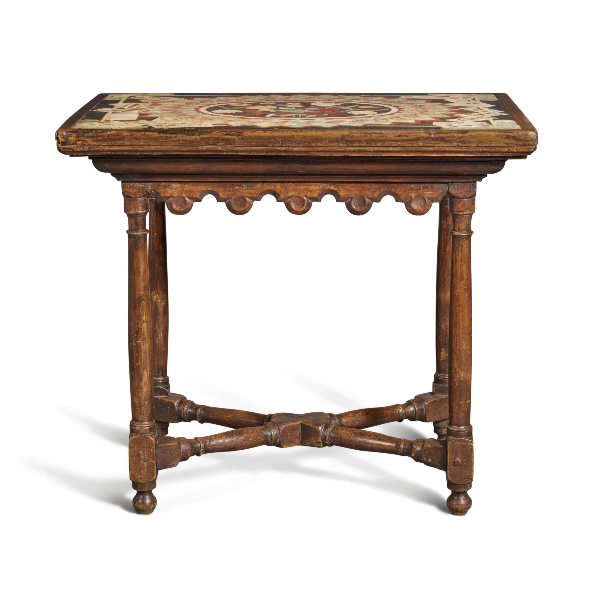 A North Italian Baroque Carved Walnut Rectangular Center Table Inlaid ...
