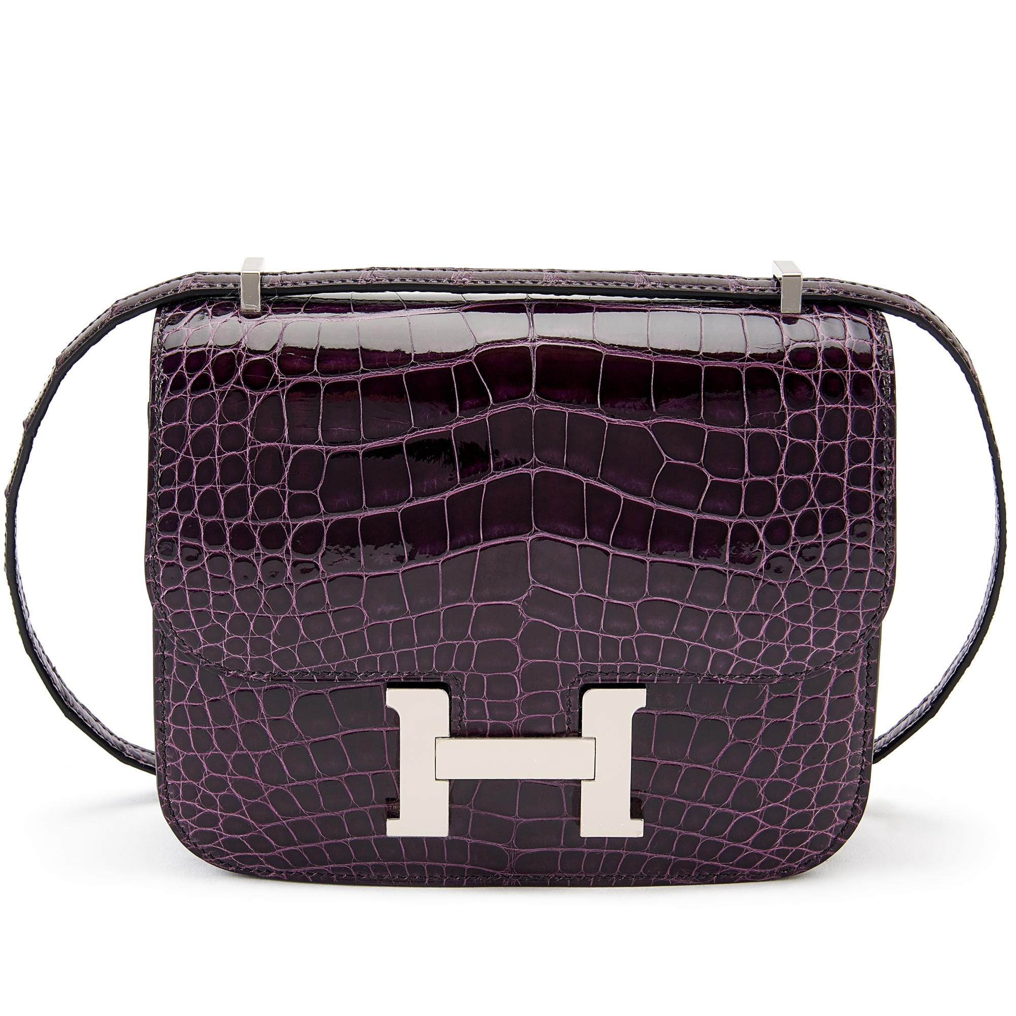 Prunoir Shiny Alligator Mini Constance 18 Palladium Hardware, 2020 ...