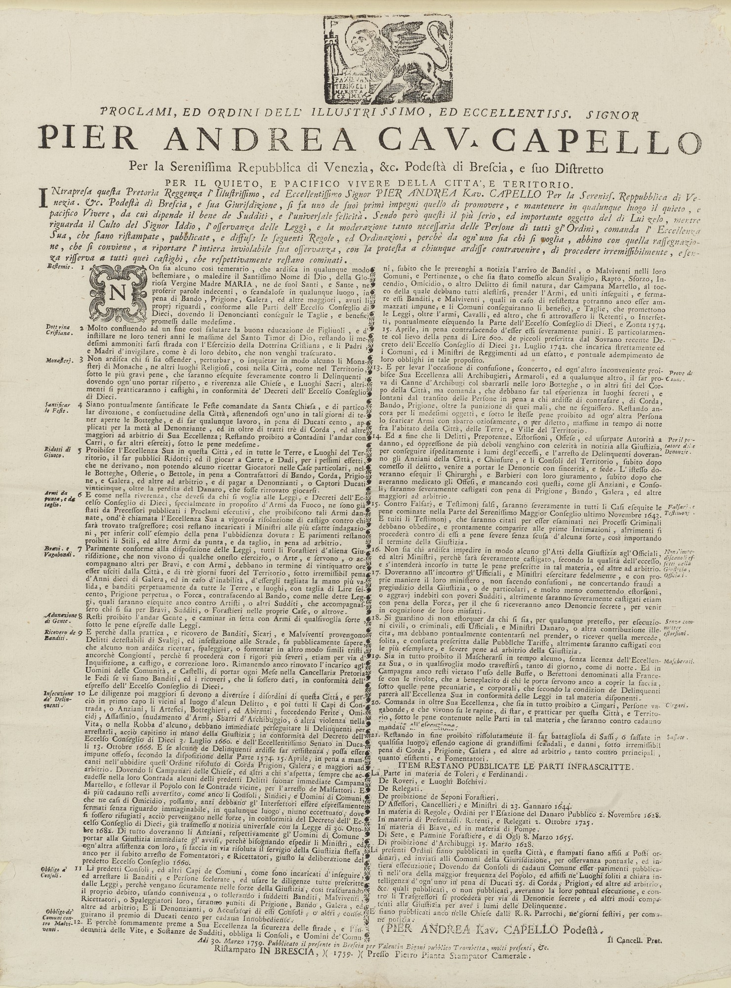 7 editti e proclami, vari luoghi (1696-1848) | Antiquarian Books ...