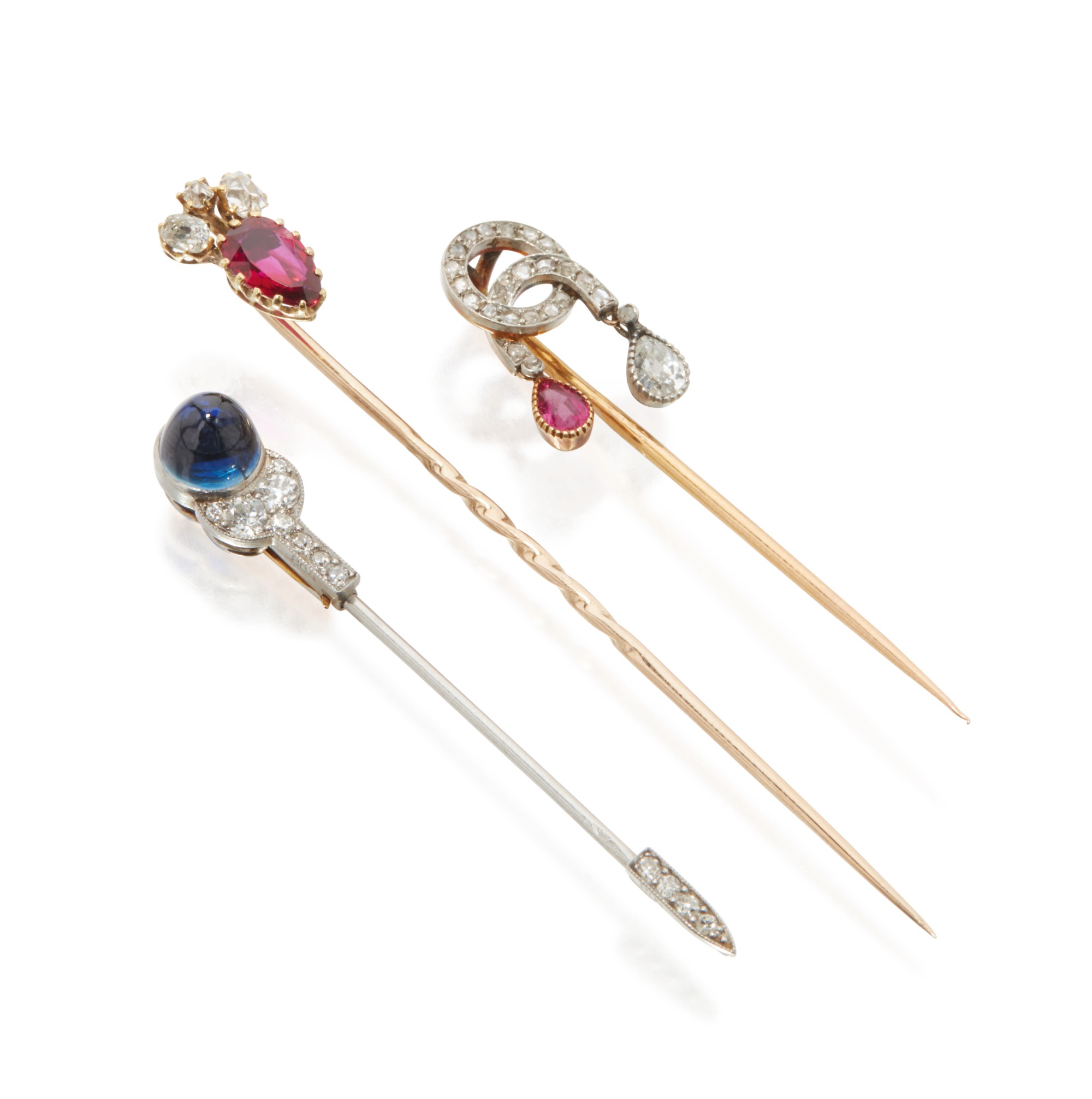 THREE GEM-SET STICK PINS | Jewels Online | Jewellery | Sotheby's