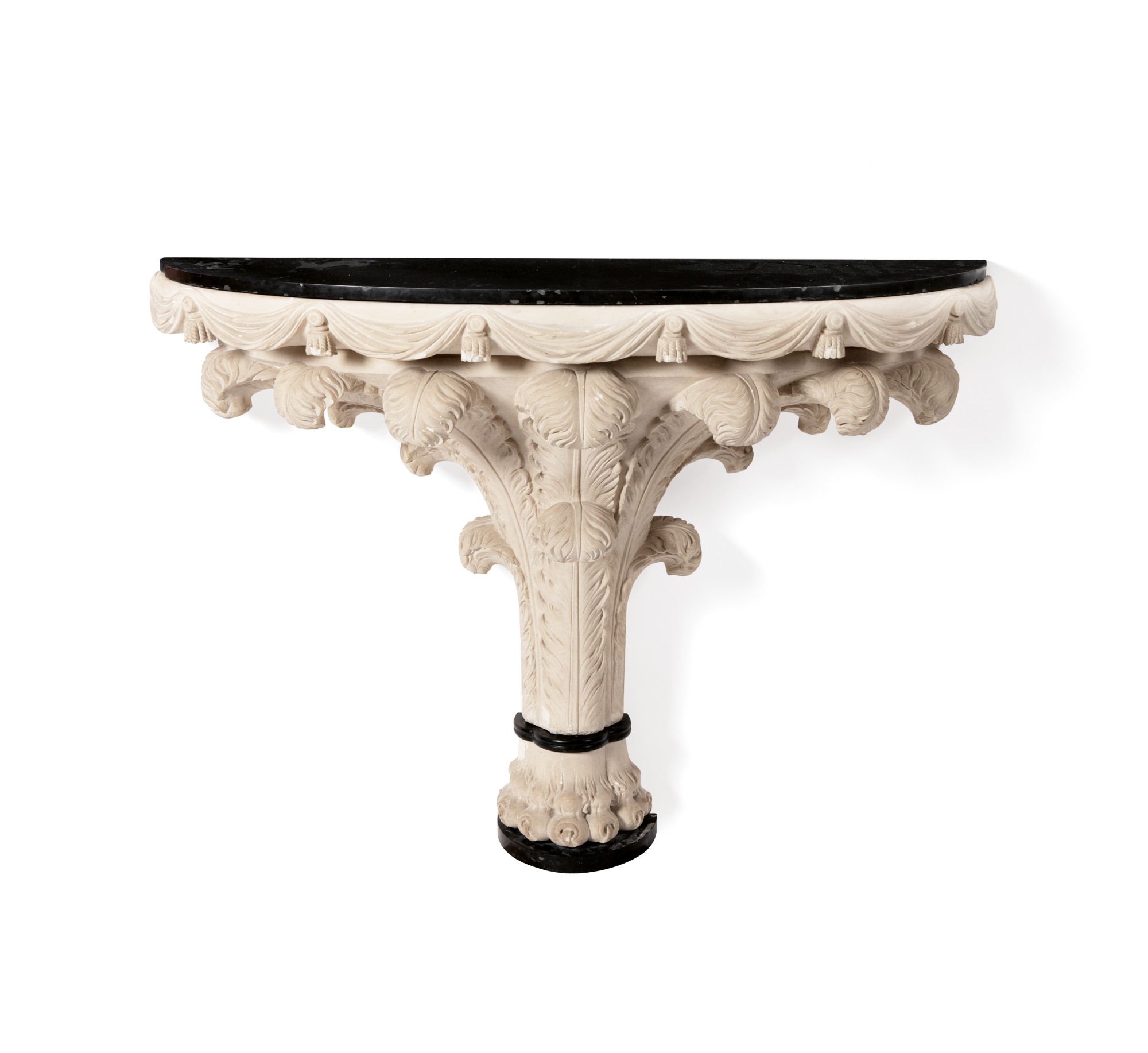 A FRENCH STUCCO AND BLACK MARBLE CONSOLE, MID 20TH CENTURY, IN THE ...
