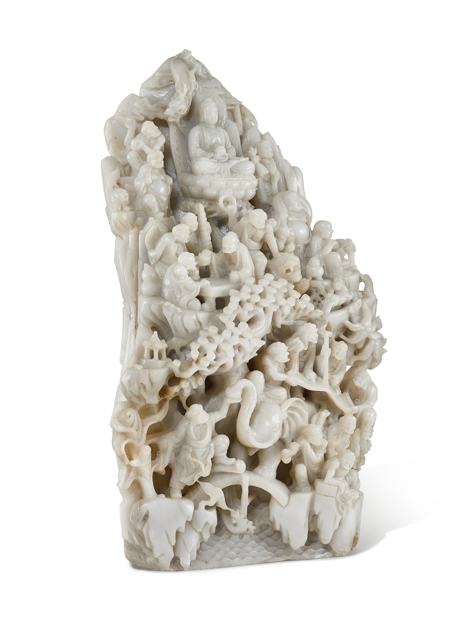 A massive greyish-white jade 'luohan' boulder 20th century 二十世紀 ...