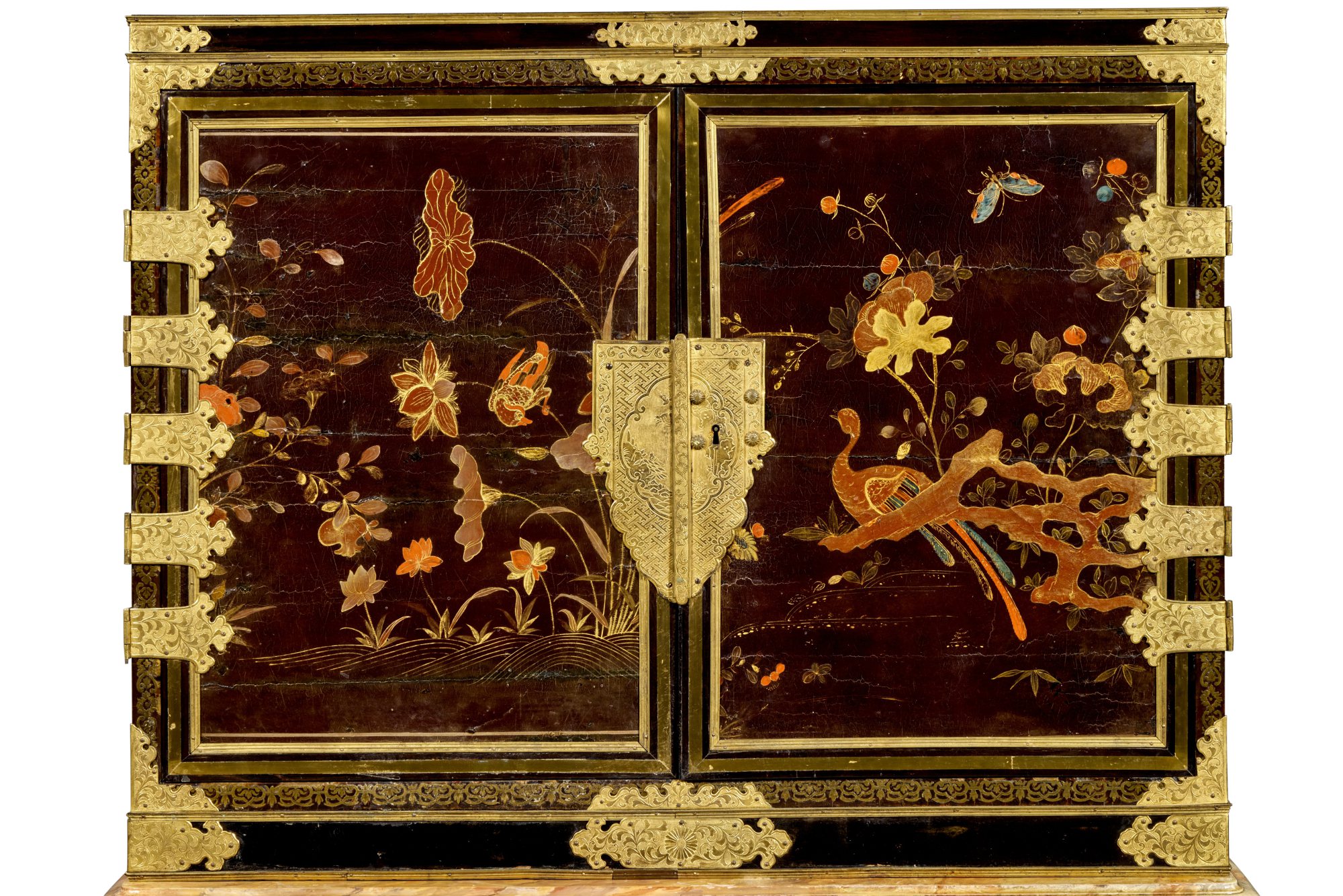 A Chinese and European Lacquer Gilt-Bronze Mounted Brass and Tortoise ...