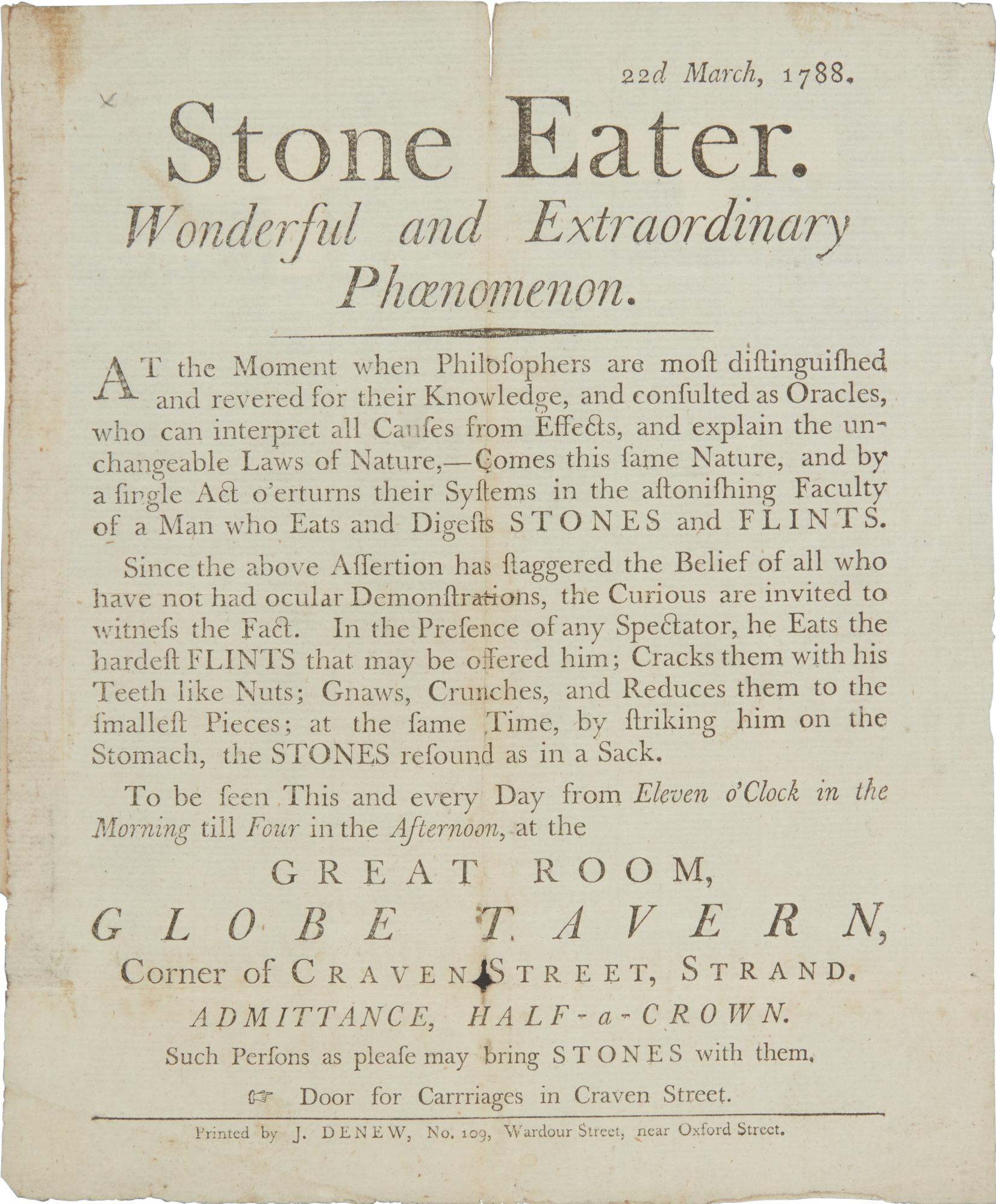 (Stone Eater) | "A Man who Eats and Digests Stones and Flints" | The ...