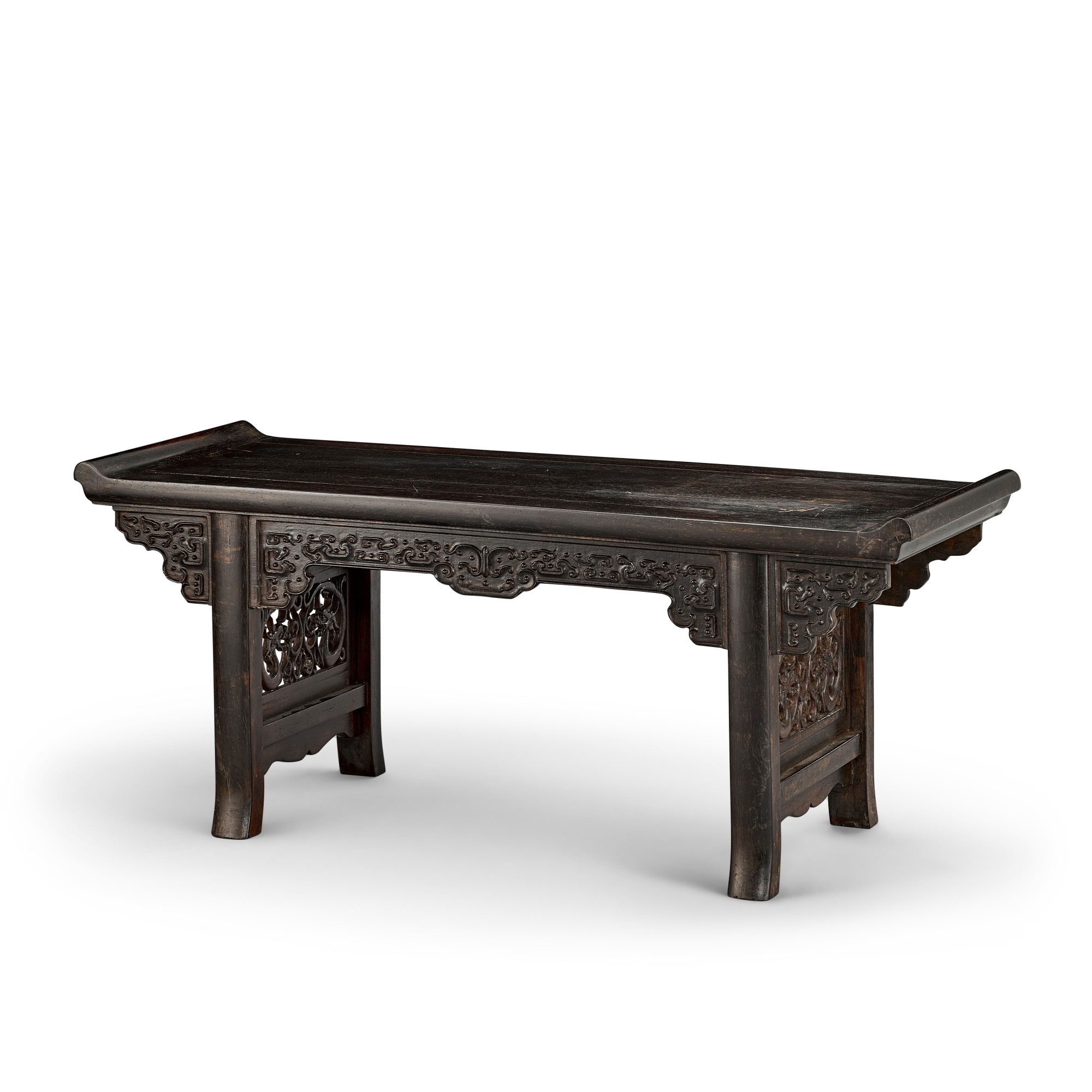 A CARVED ZITAN TABLE STAND | 紫檀翹頭案式檯座 | CHINA / 5000 YEARS 博古五千 ...