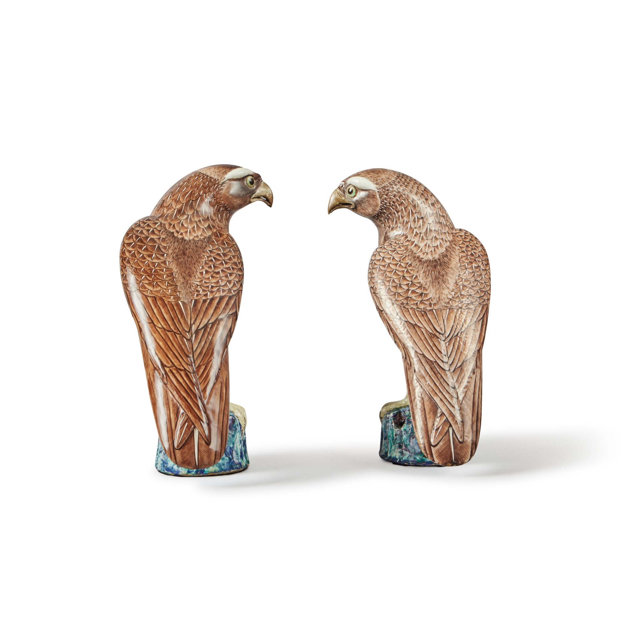 A Rare Pair of Chinese Export Figures of Hawks, Qing Dynasty, Qianlong ...