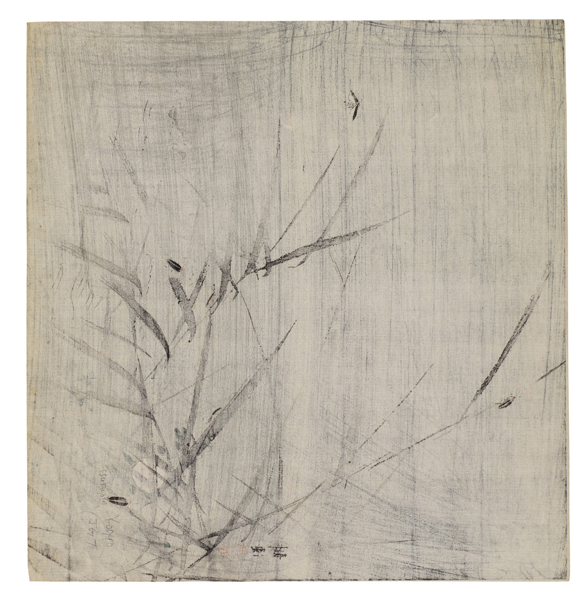 Tsukioka Kogyo (1869-1927) Three kacho-ga woodblock prints, Meiji ...